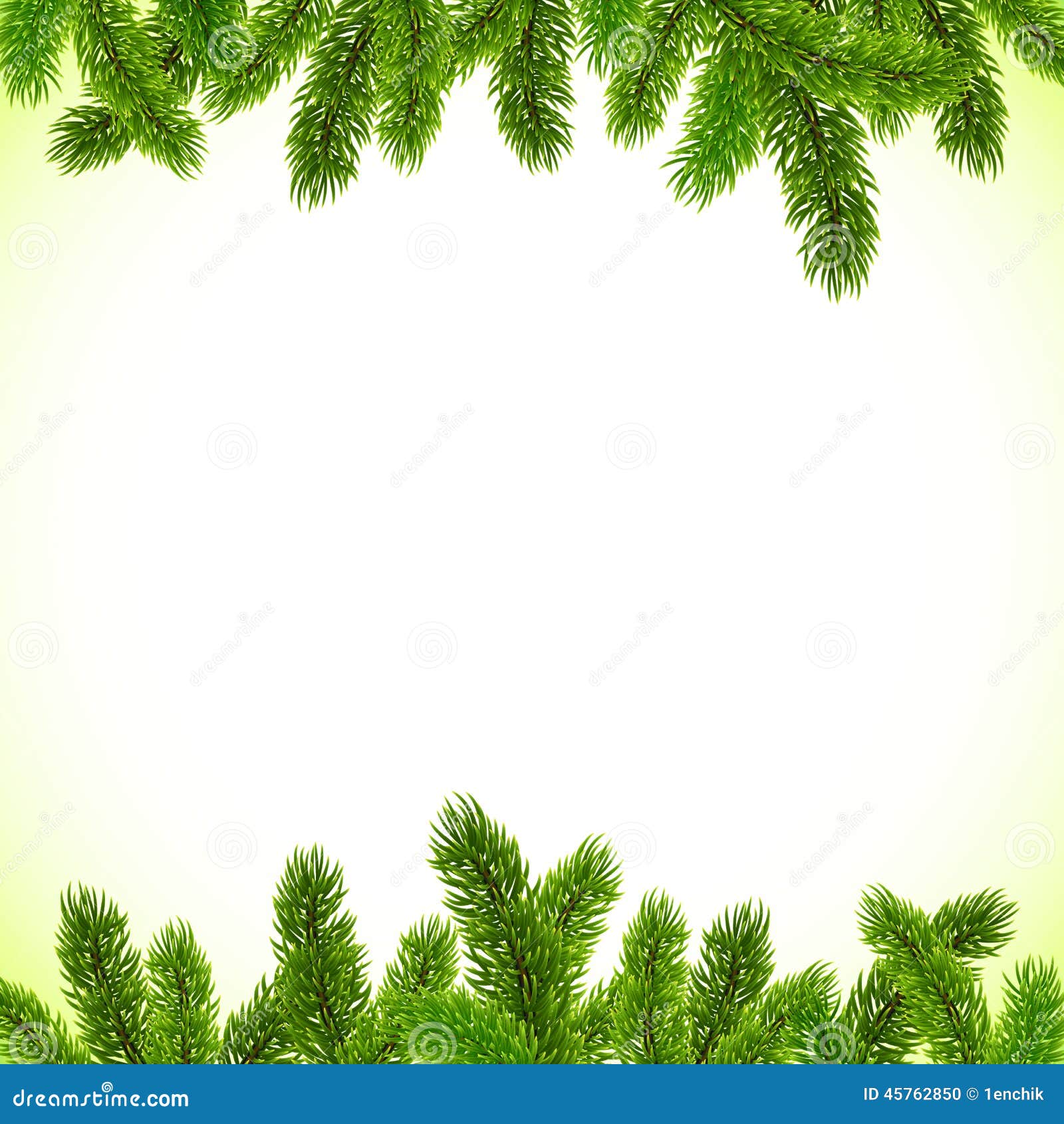 Green Christmas Tree Branches Vector Frame Stock Vector - Illustration ...