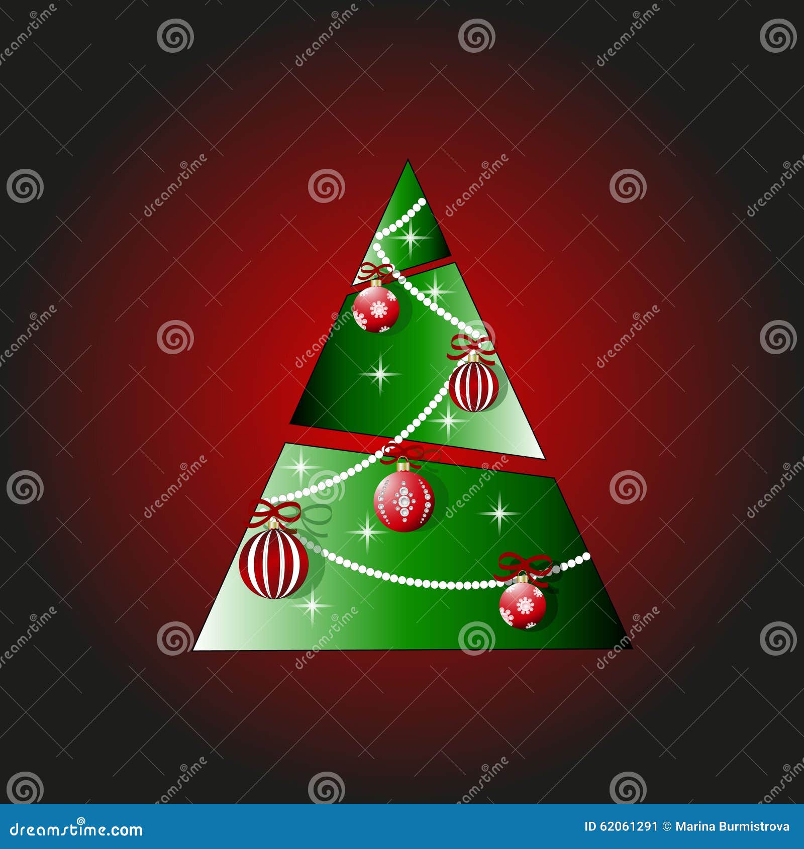 Green Christmas tree stock vector. Illustration of light - 62061291
