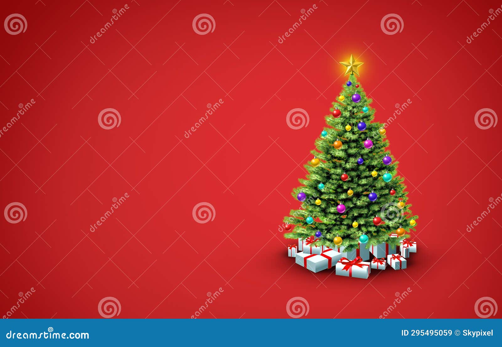 Green Christmas Tree on a Red Background Stock Illustration ...