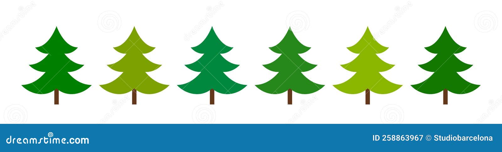 Green Christmas Trees Flat Design Icons Border Stock Vector ... Green Christmas Trees Flat Design Icons Border Stock Vector ...