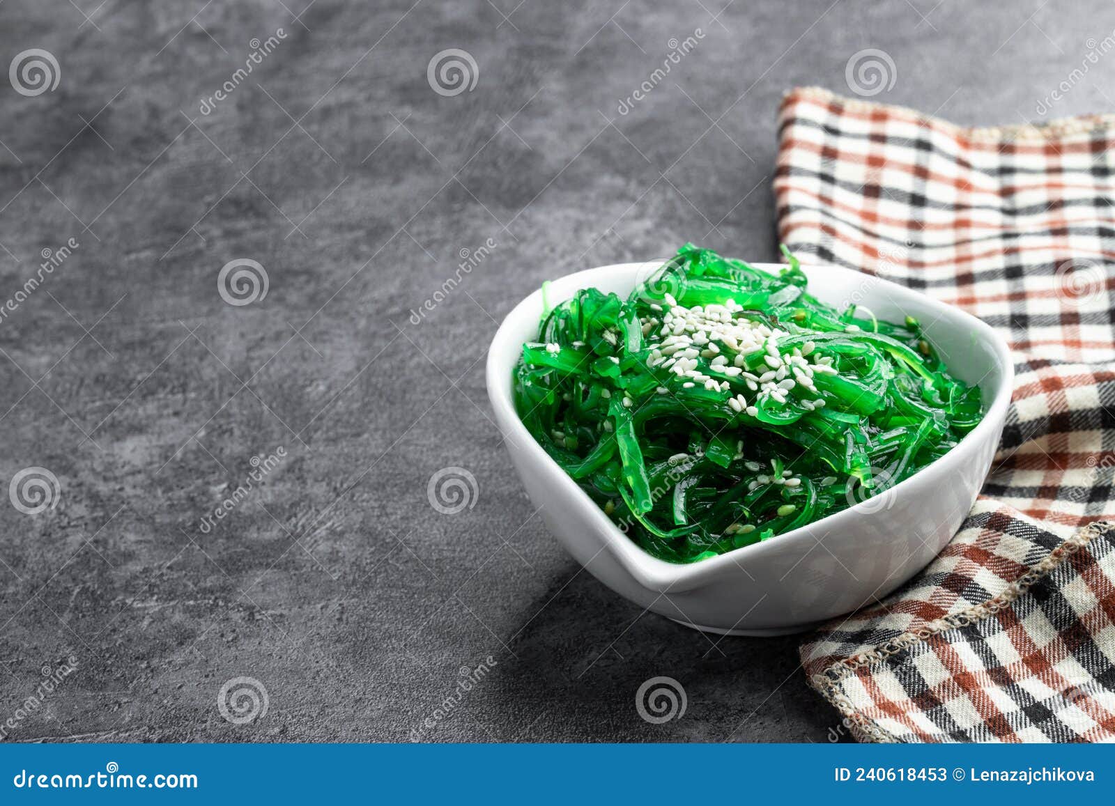 Green Chuka Seaweed Salad Isolated On White Background Top View. Wakame ...