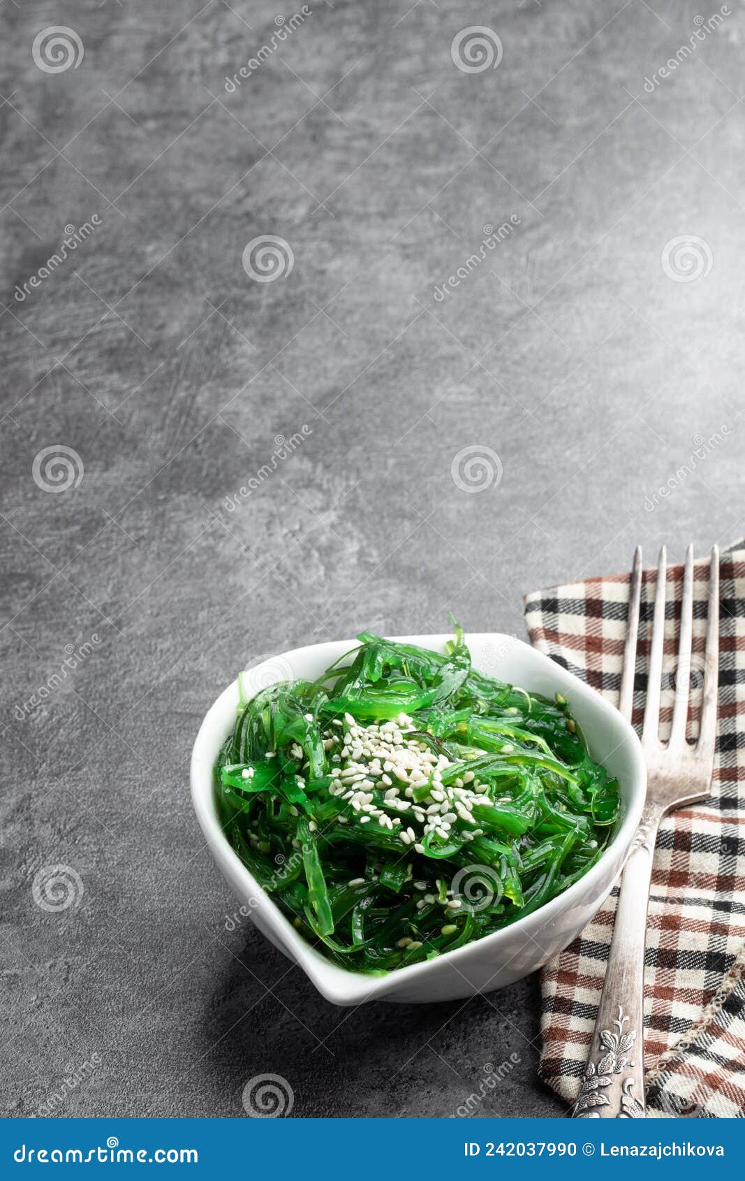 Green Chuka Seaweed Salad Isolated On White Background Top View. Wakame ...