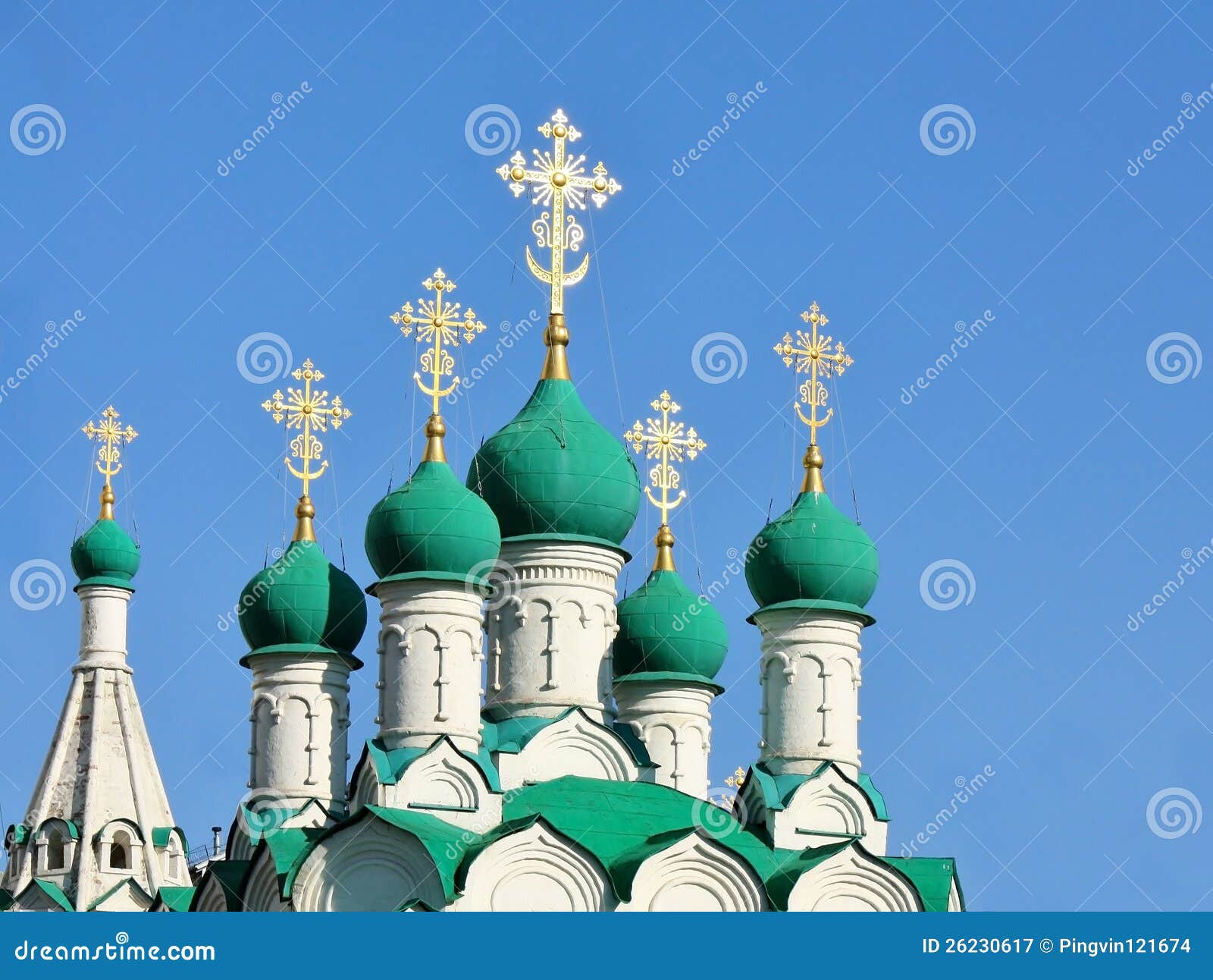 Green churches domes stock image. Image of history, cross - 26230617