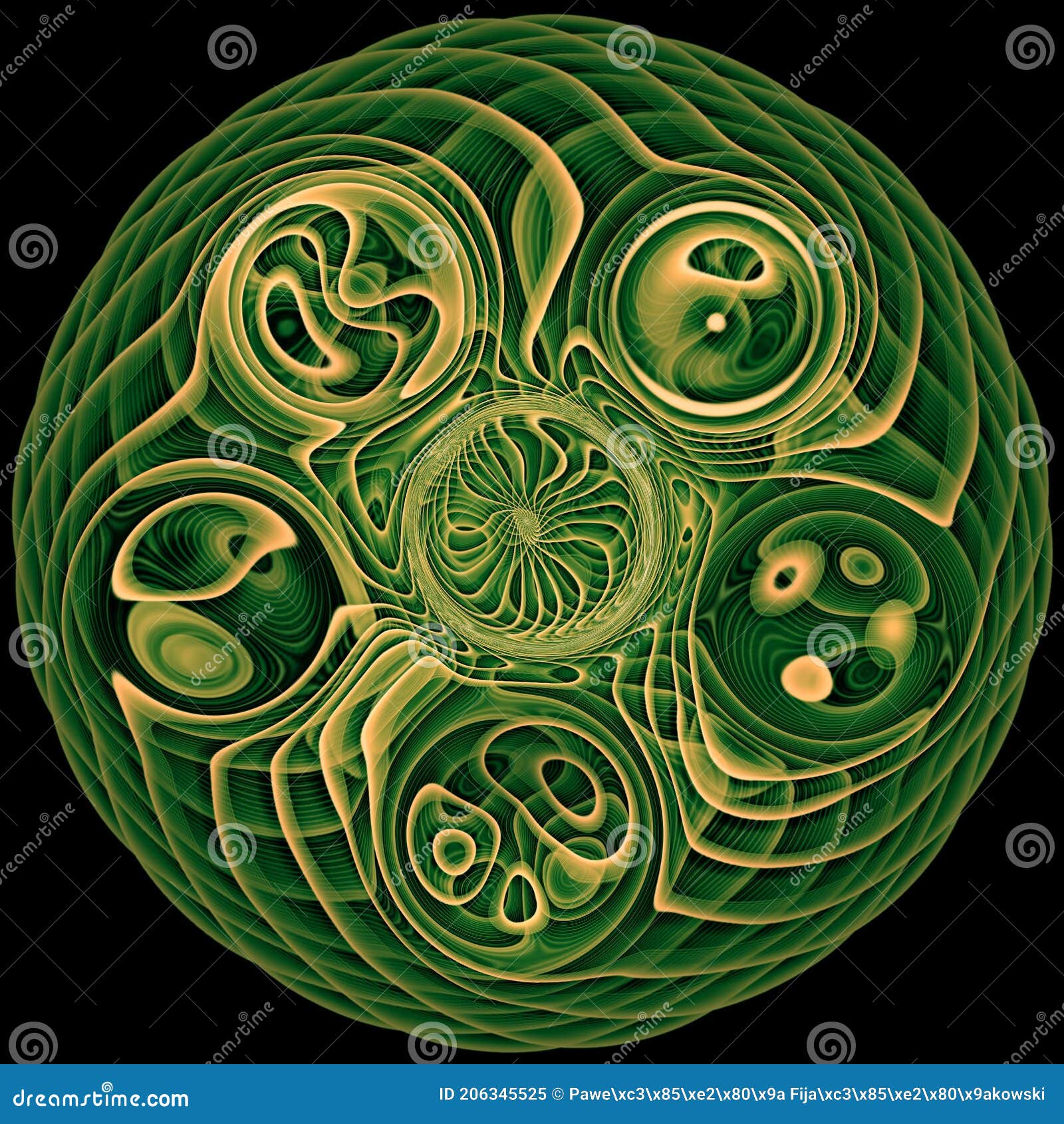 Green Circle on the Black Background Space Abstract Stock Illustration ...