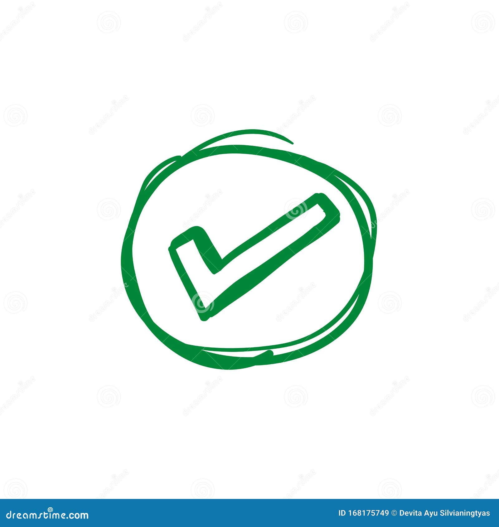 Green Circle Check Mark Icon with Hand Drawn Doodle Style Vector Stock ...