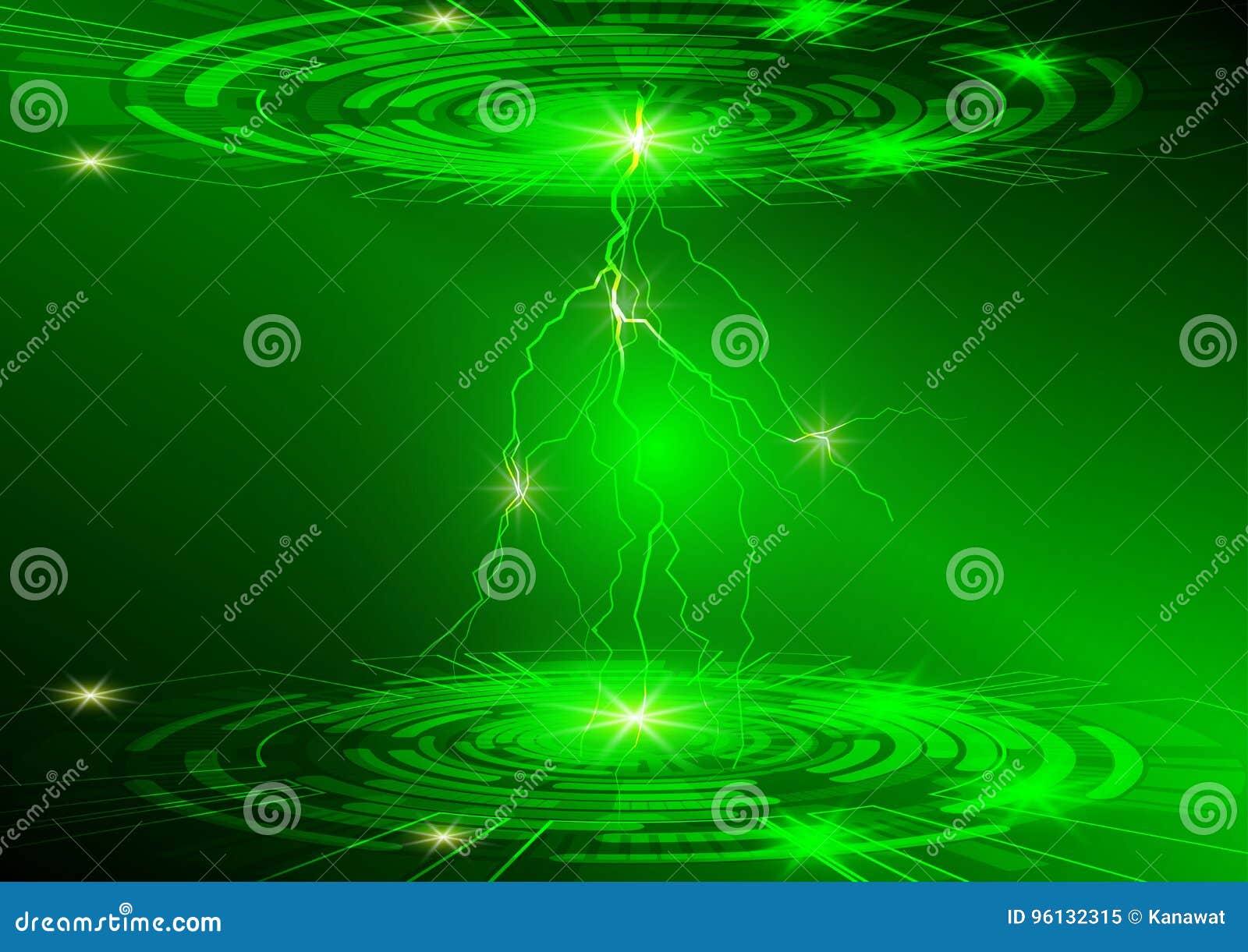 Green Circle and Light Technology Background, Abstract Digital Concept ...