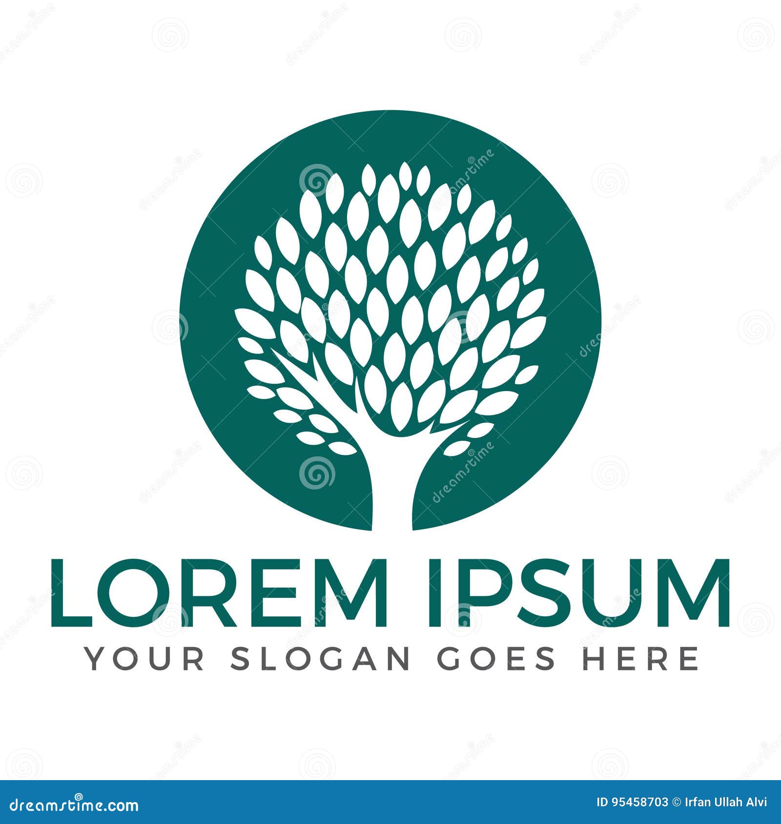 Green Circle Tree Vector Logo Design. Stock Vector - Illustration of ...