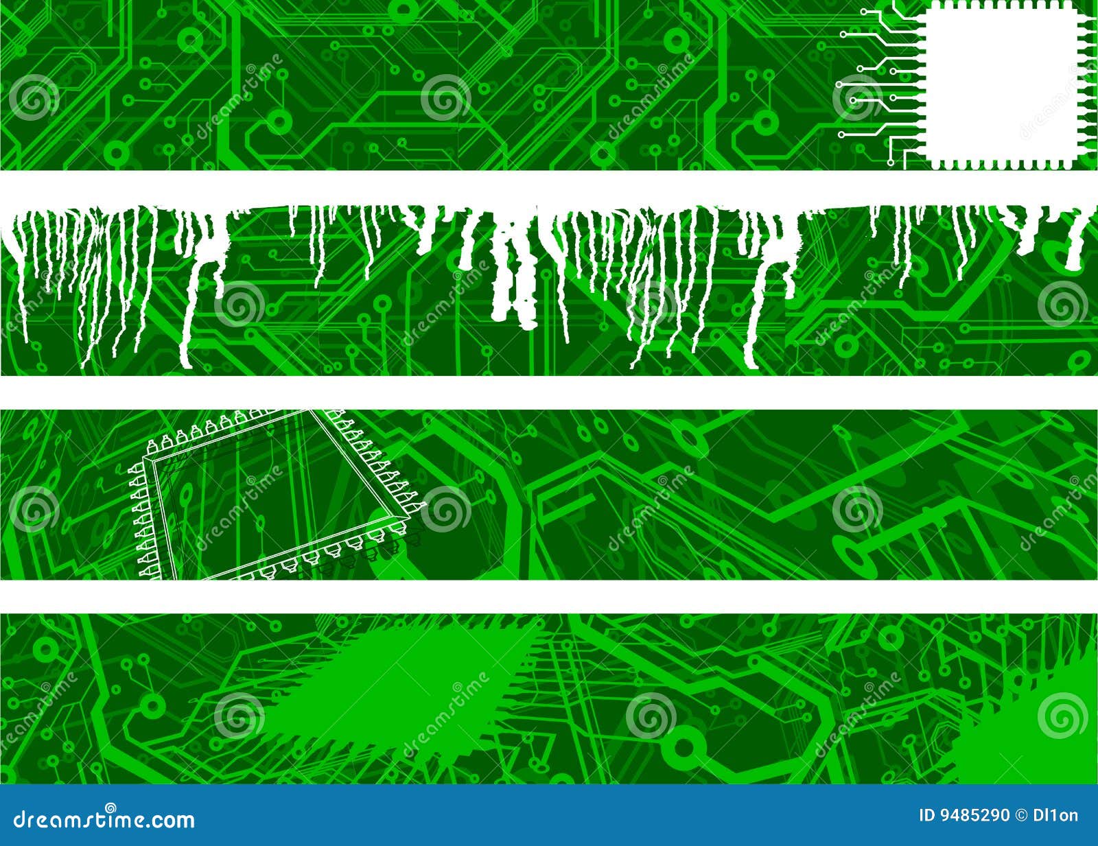 Green Circuit Banners stock vector. Illustration of generated - 9485290