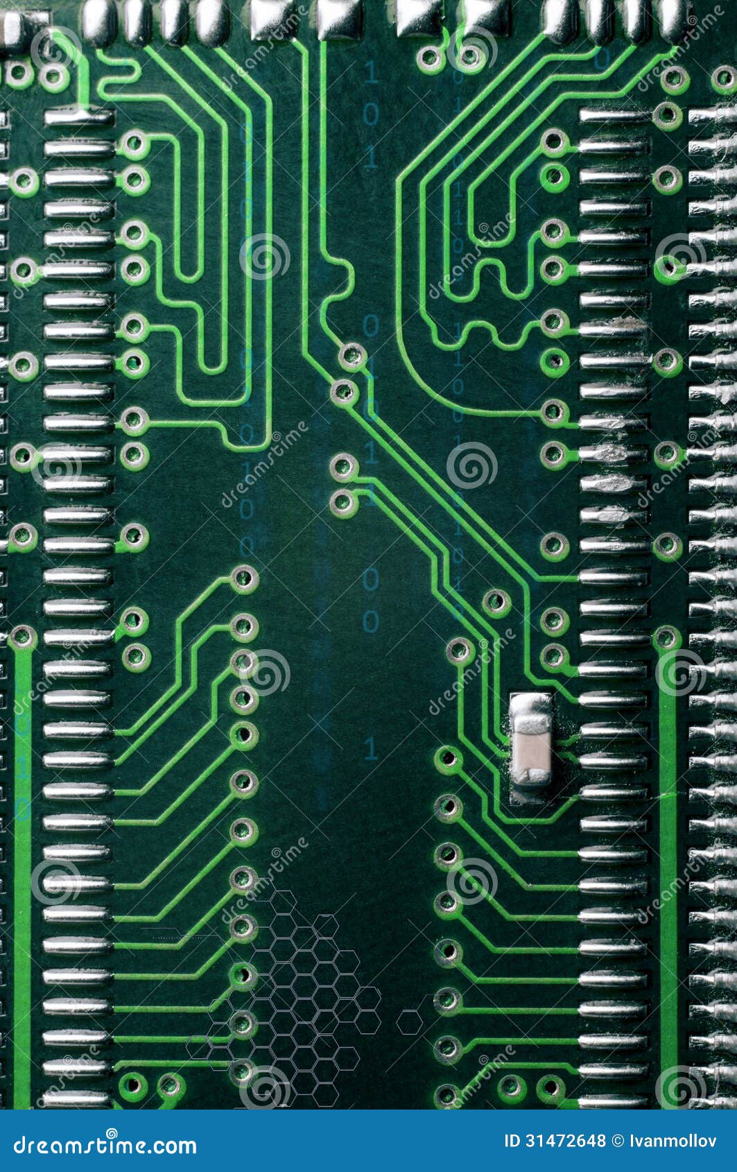 Green Circuit Board with Binary Numbers Stock Photo - Image of gigabyte ...