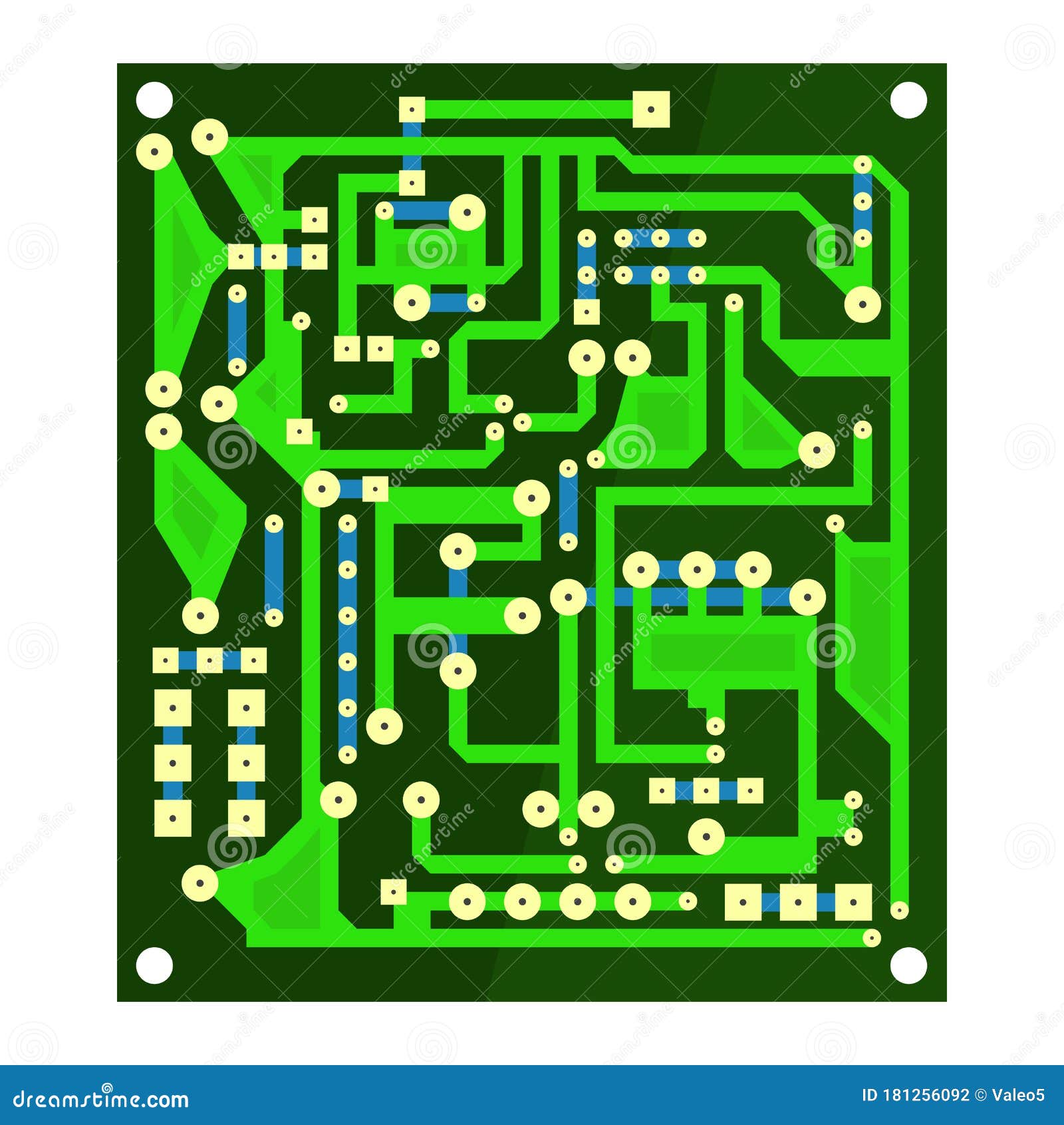 Green Circuit Board. Flat Design. Computer Technology Background ...