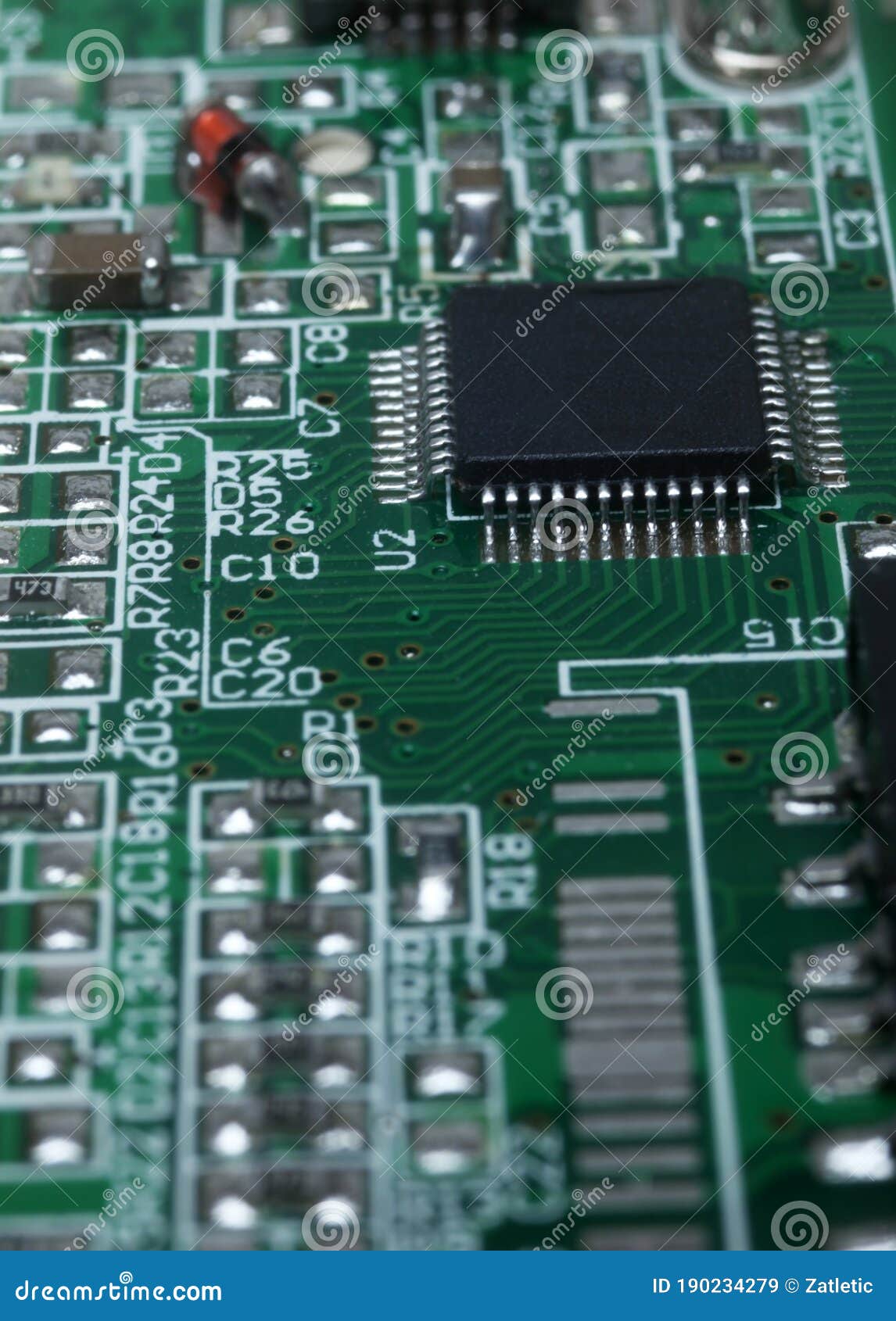 Green Circuit Board Representative of the High Tech Industry and ...