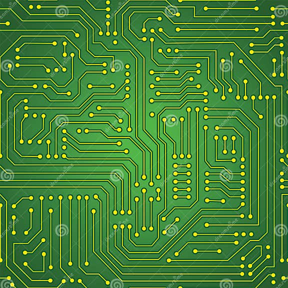 Green Circuit Board Seamless Pattern Stock Vector - Illustration of ...
