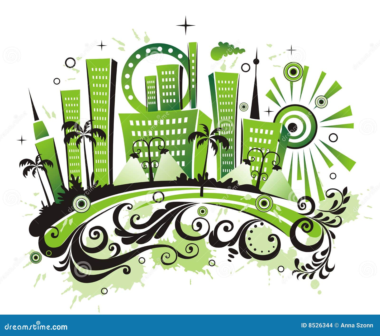 Green city. stock vector. Illustration of nature, green - 8526344