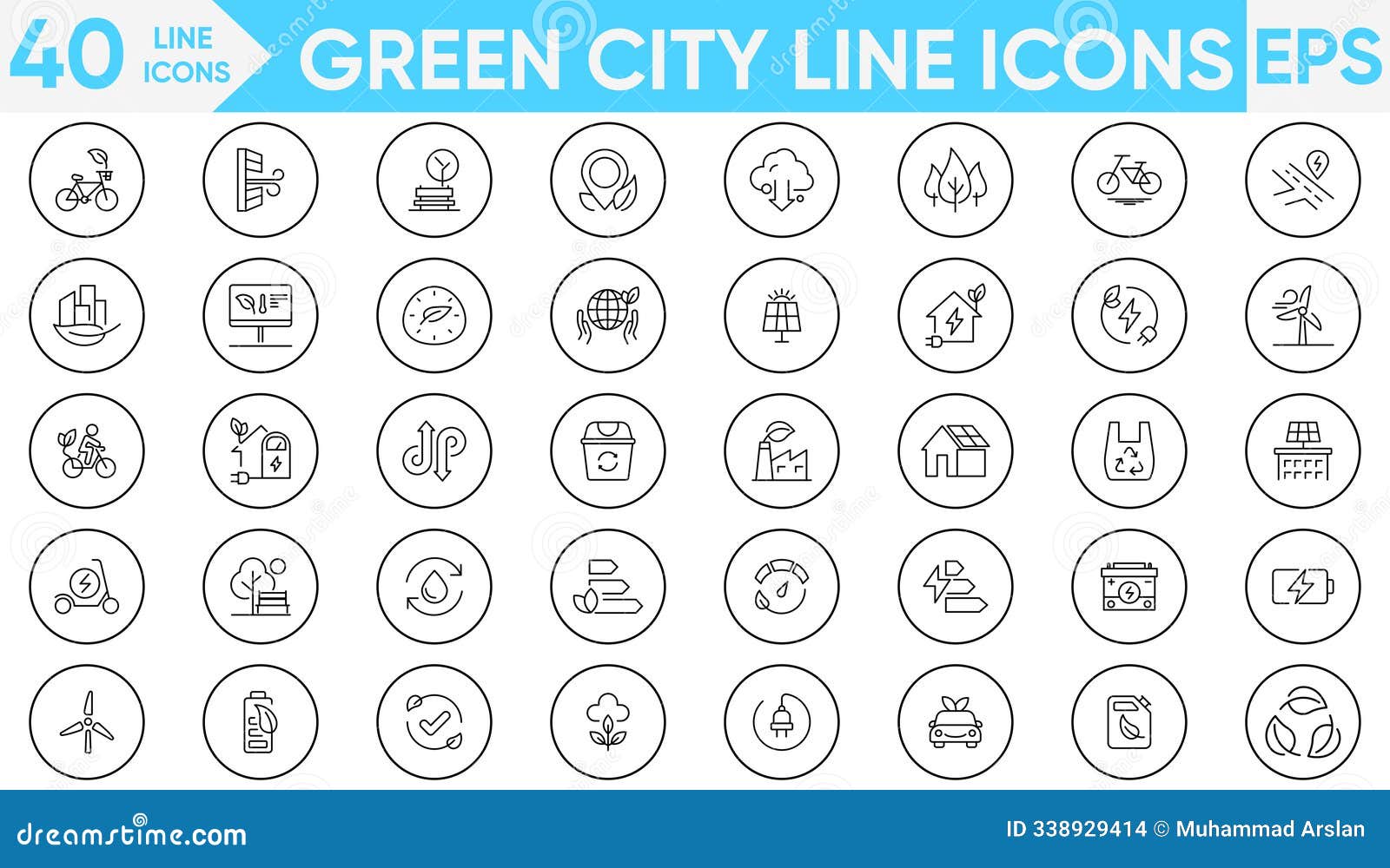 Green City Line Icons Vector and Illustrator Stock Vector ...