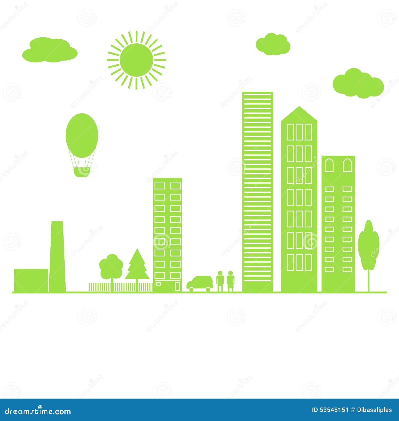 Green city. Vector . stock vector. Illustration of nature - 53548151