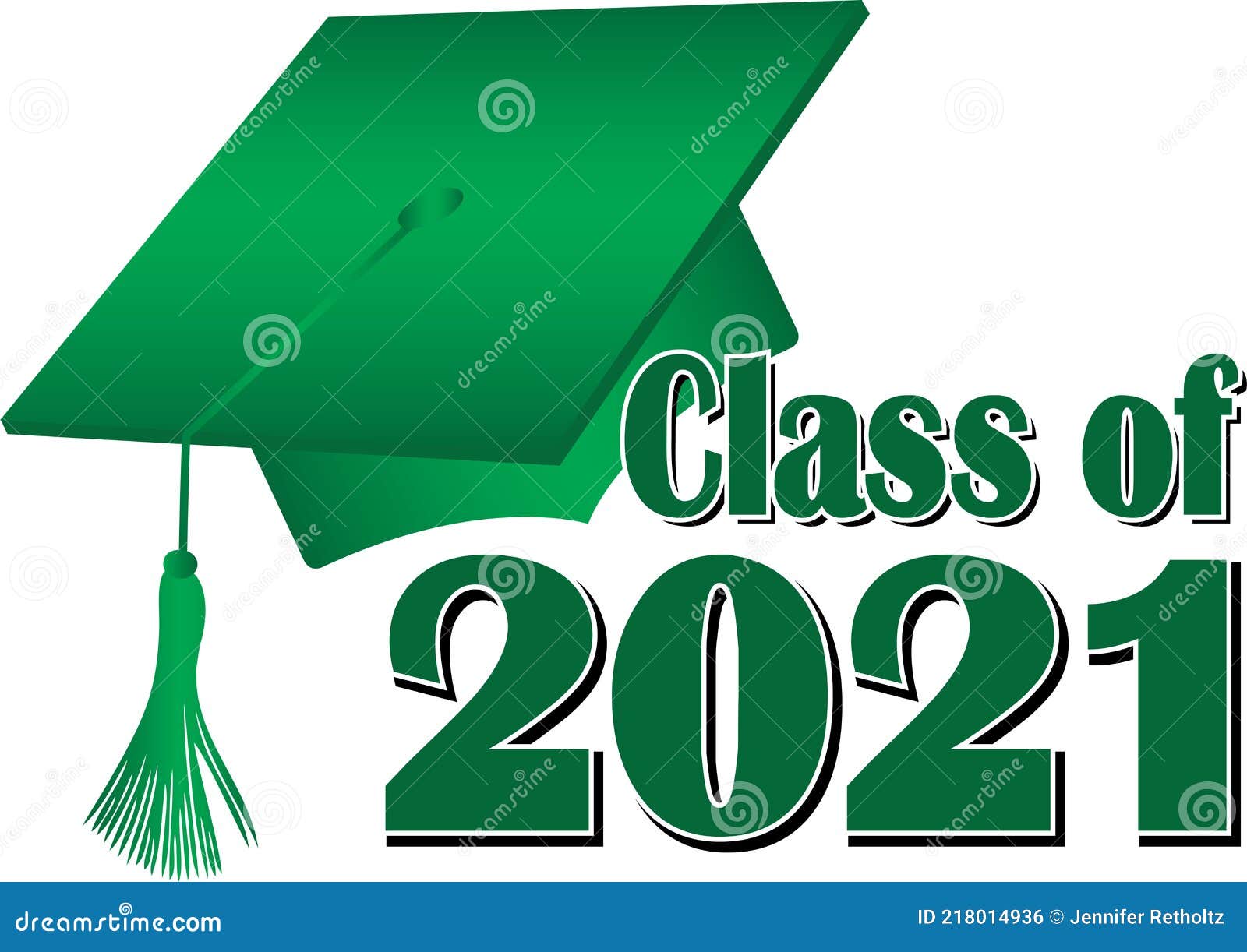 Green Class of 2021 Graduation Cap Stock Vector - Illustration of ...