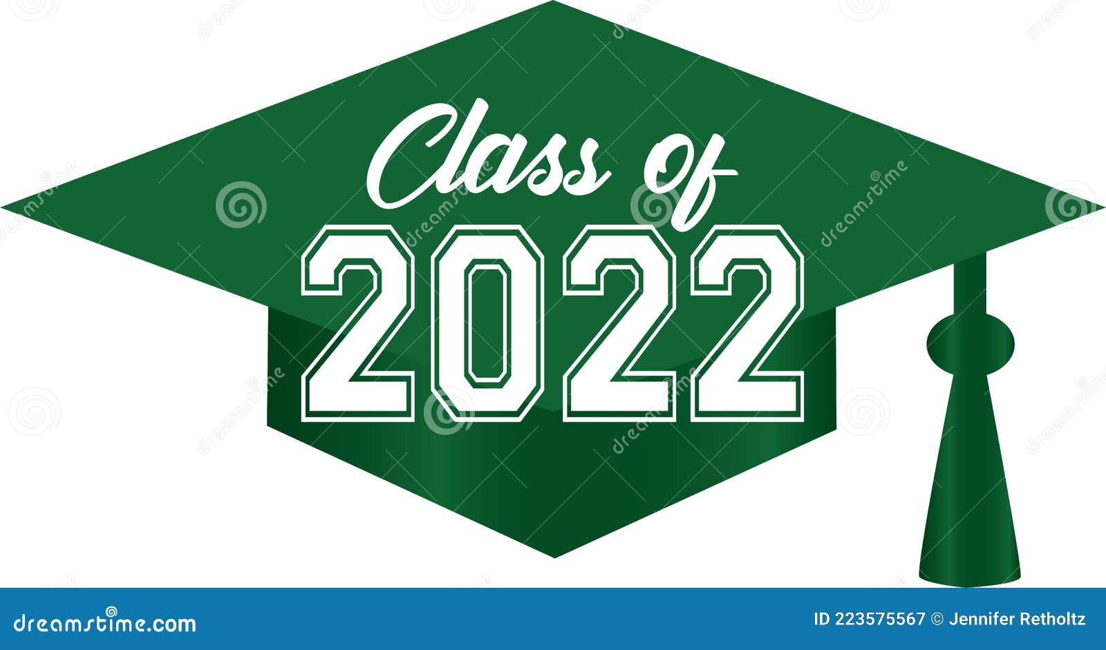 Green Class of 2022 Graduation Cap Graphic Stock Vector - Illustration ...