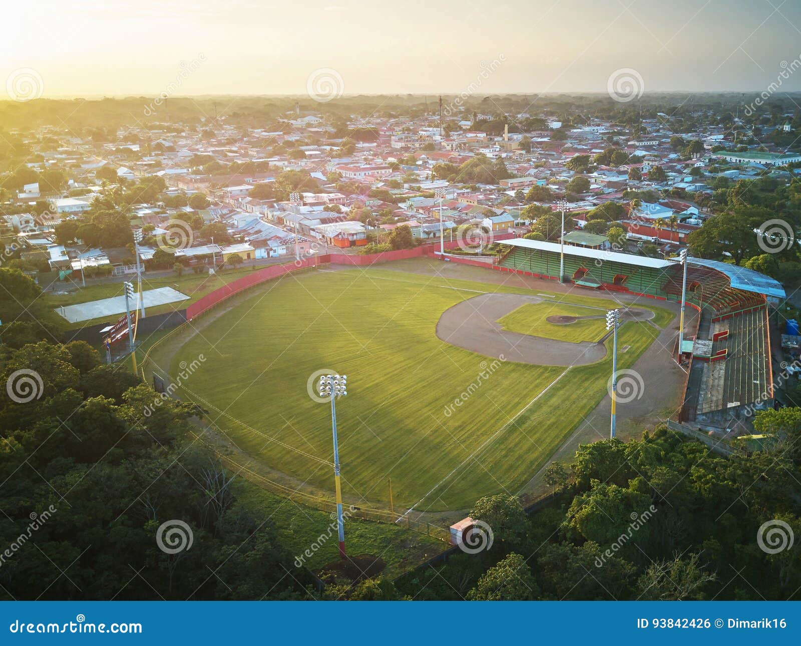 Green clean baseball field stock photo. Image of landscape - 93842426