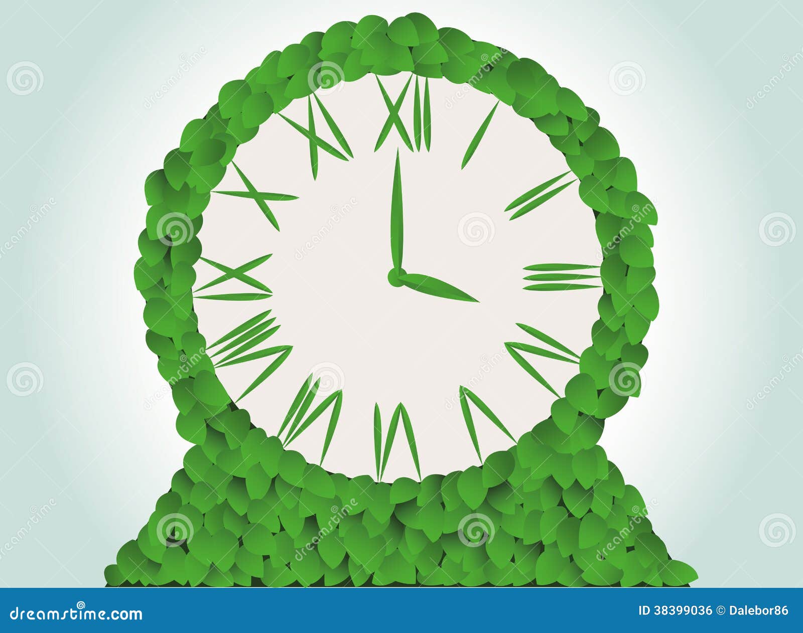 Green clock stock vector. Illustration of flora, leaves - 38399036
