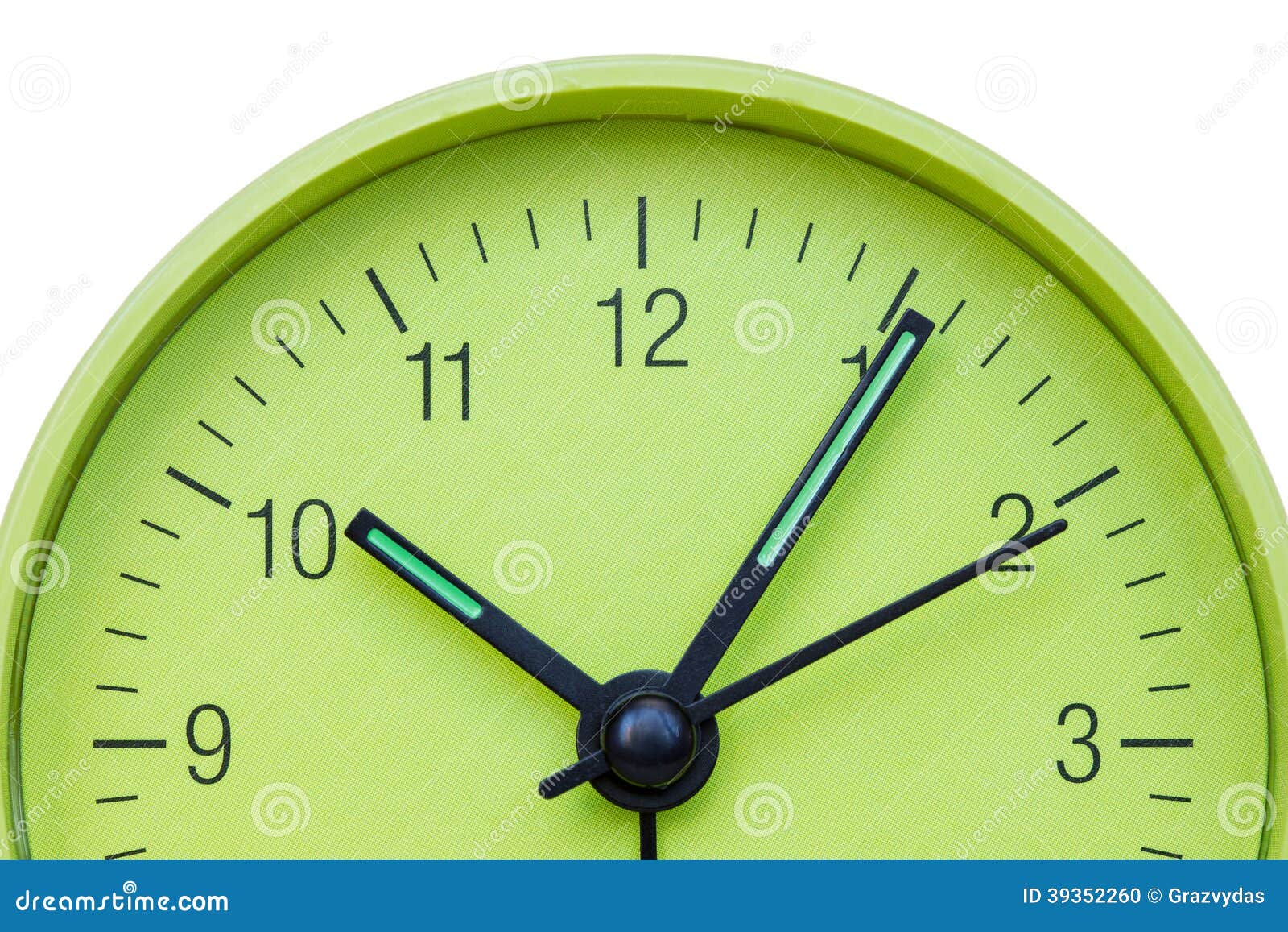 Green Clock Face Over a White Background Stock Photo - Image of urgent ...