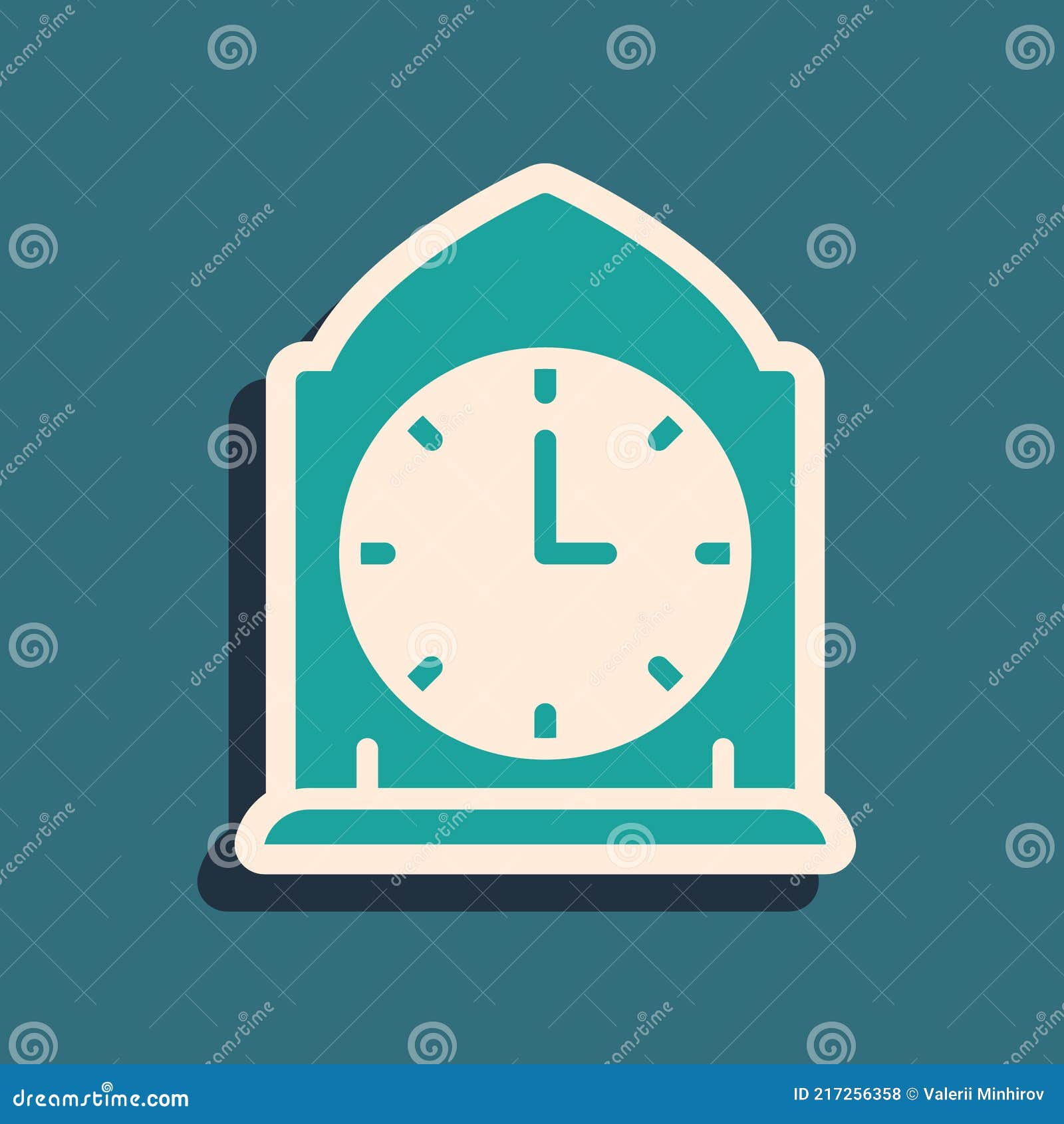 Green Clock Icon Isolated on Green Background. Time Symbol. Long Shadow ...