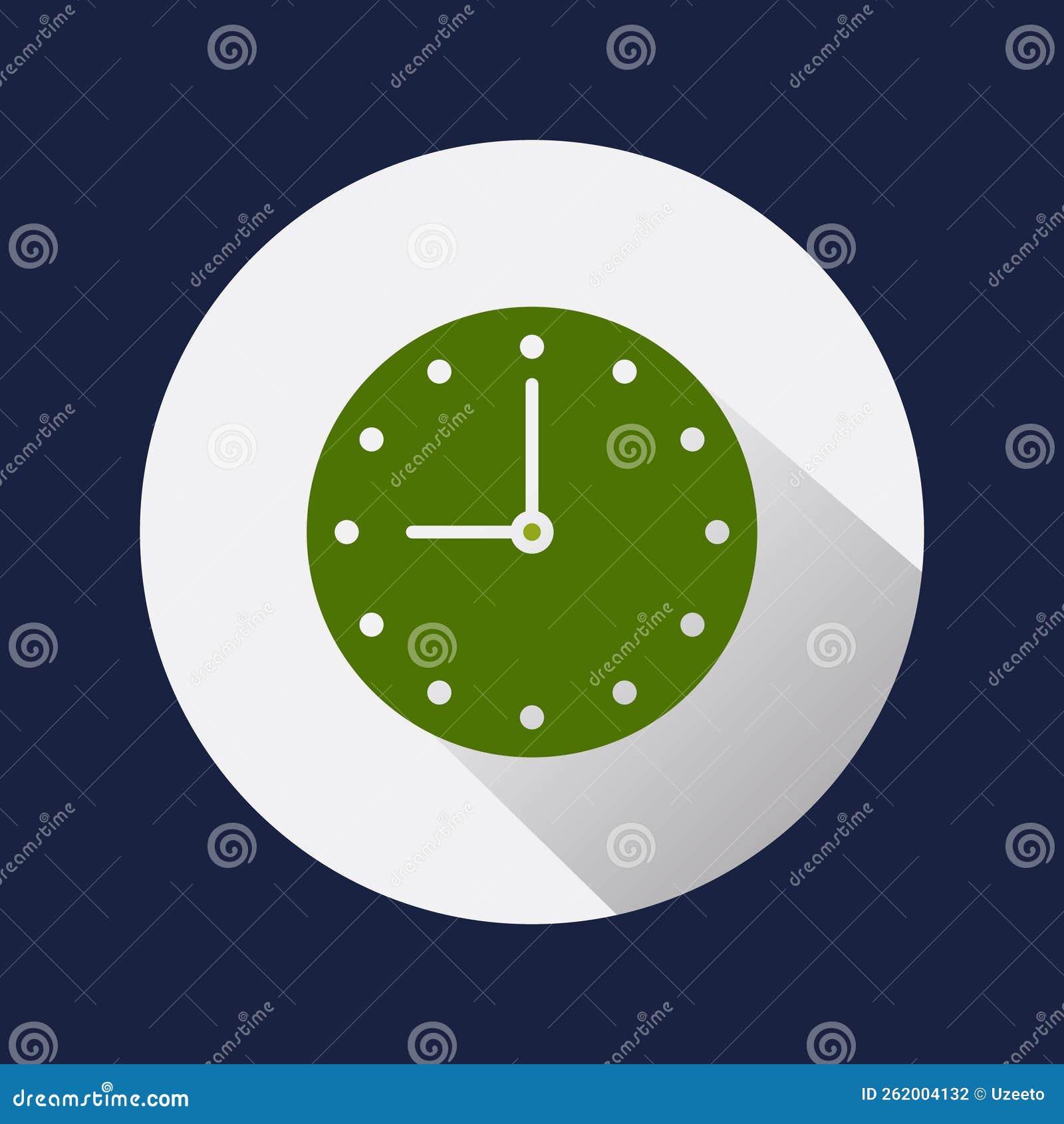 Green Clock Icon with Shadow. Vector Illustration Stock Vector ...