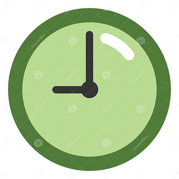 Green clock, icon stock vector. Illustration of round - 260375140