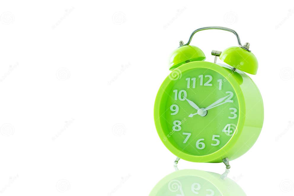 Green Clock Isolated on White Background Stock Image - Image of design ...