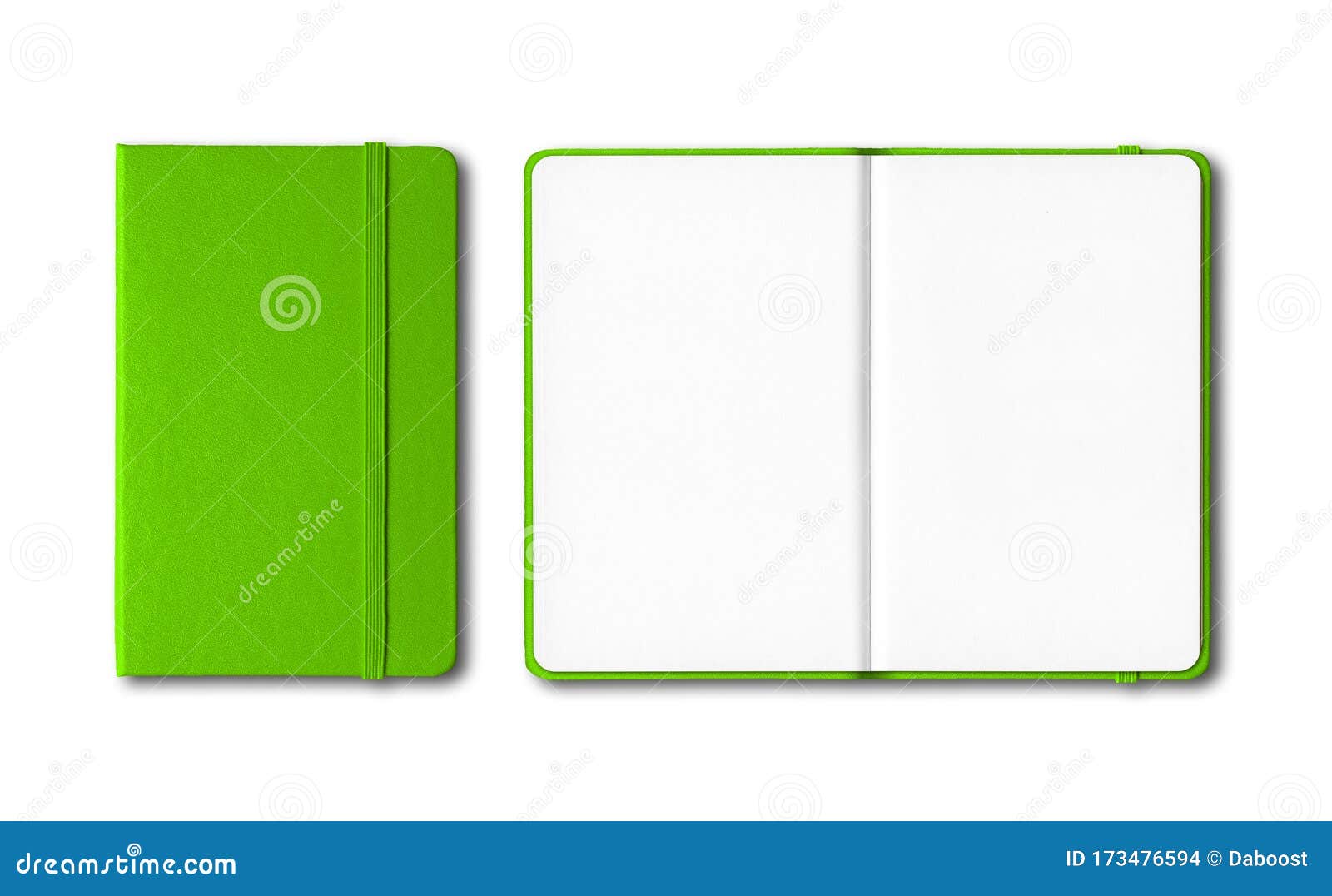 Green Closed and Open Notebooks Isolated on White Stock Photo - Image ...