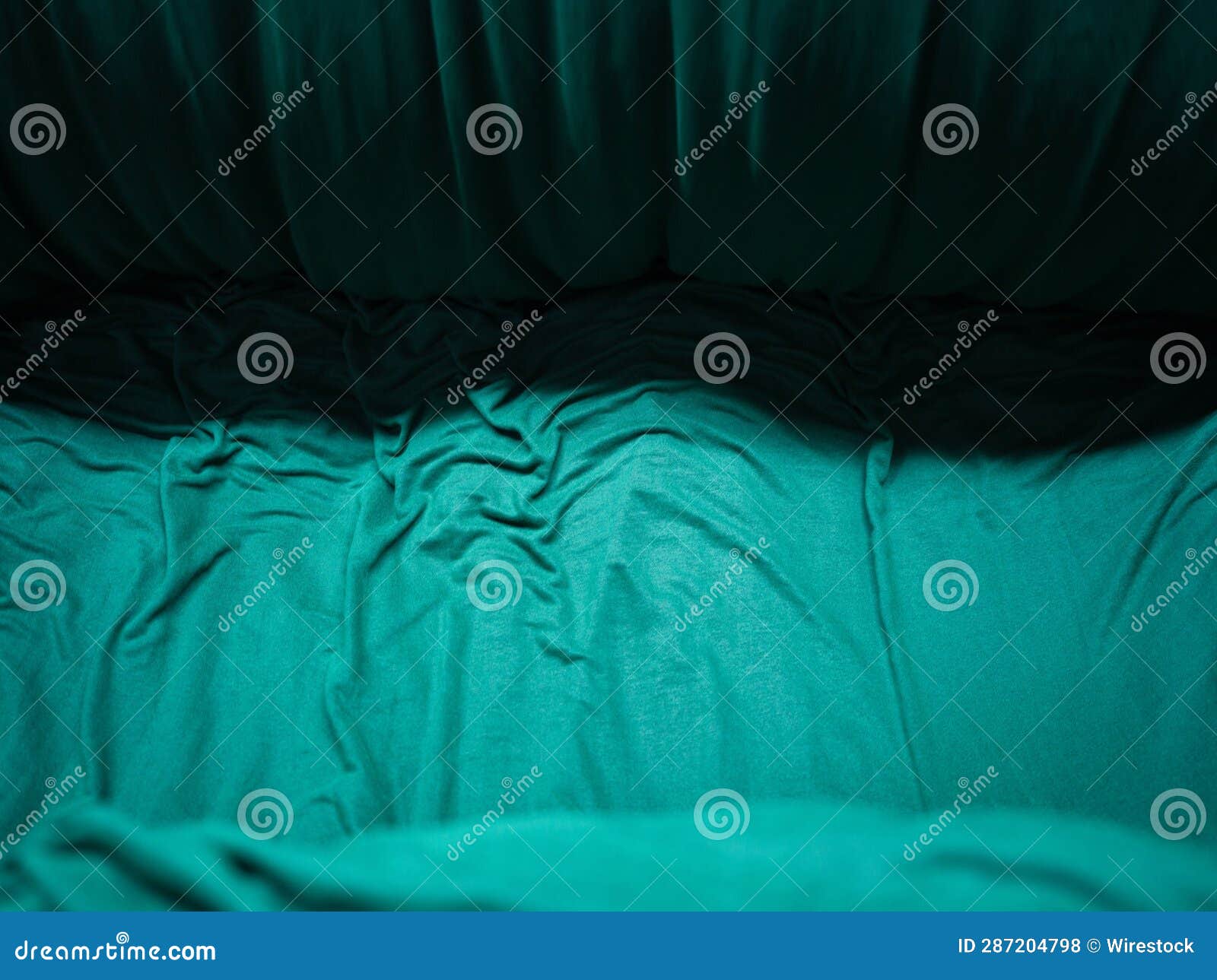 Green Cloth Draped Over the Floor Stock Photo - Image of fabric, floor ...