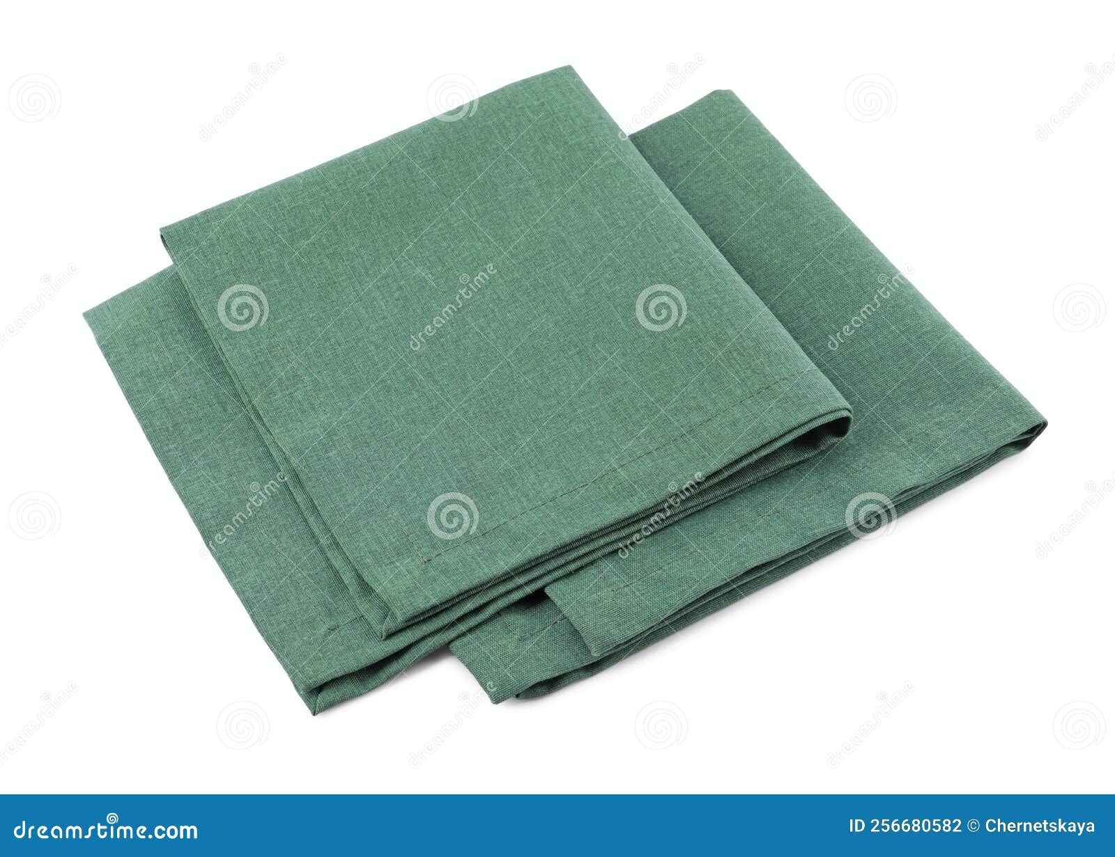 Green Cloth Kitchen Napkins Isolated on White Stock Photo - Image of ...