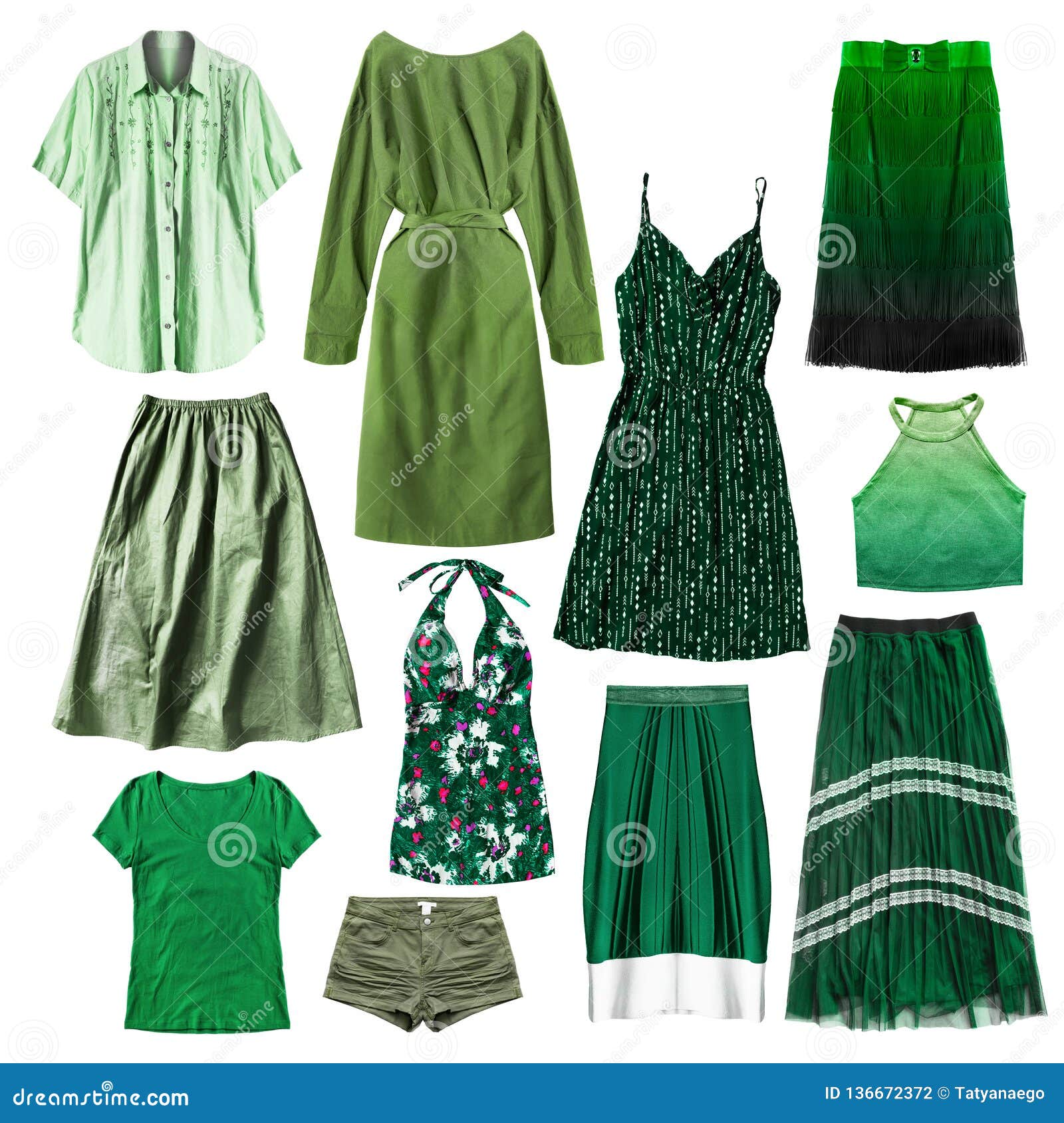 Green clothes isolated stock photo. Image of silk, industry - 136672372