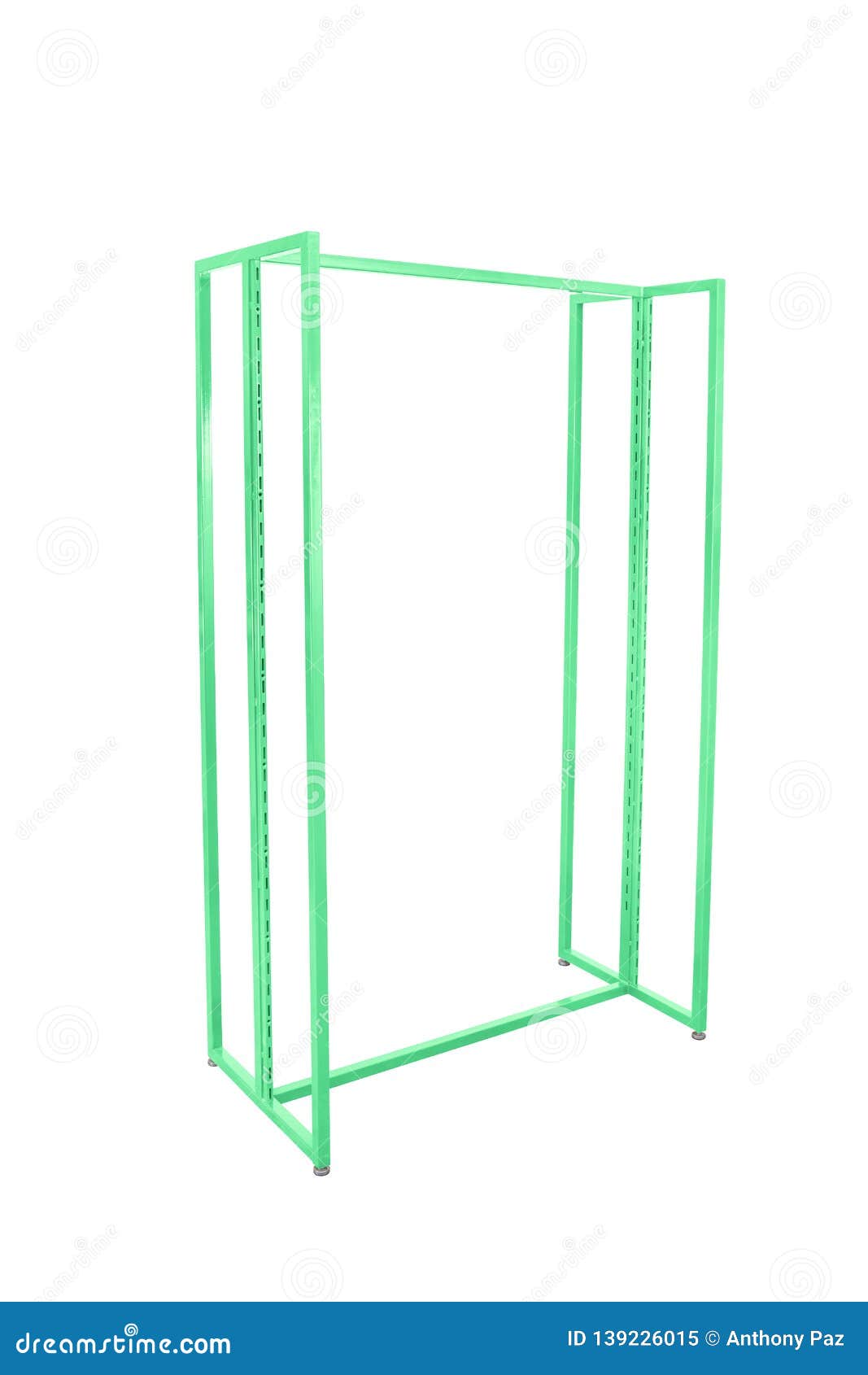Green Clothing Rack Isolated on White Stock Image - Image of metal ...