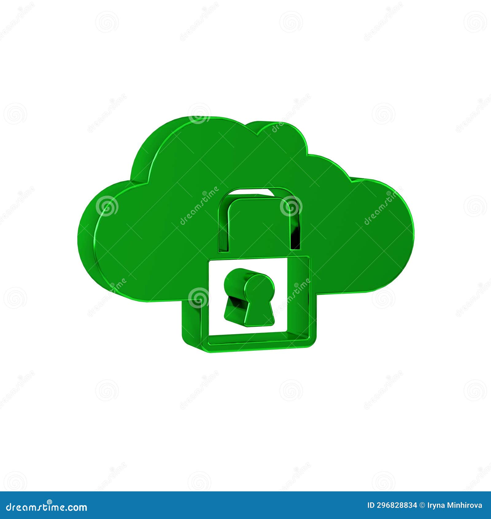 Green Cloud Computing Lock Icon Isolated on Transparent Background ...