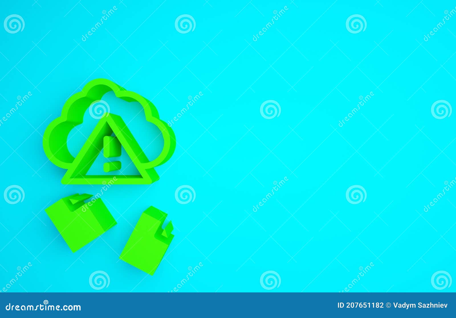 Green Cloud Hacking Icon Isolated on Blue Background. Cloud Leak ...