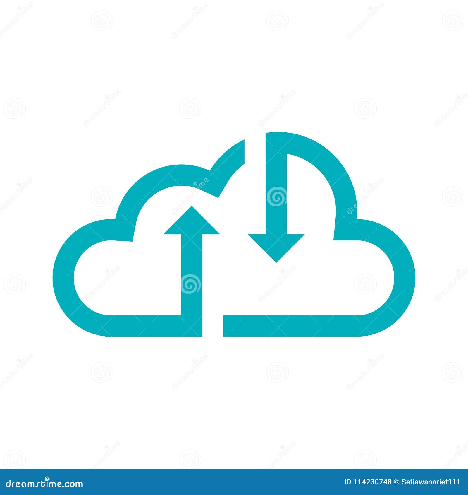 Green Cloud Logo with Up and Down Arrows, Green Cloud Logo for Data ...