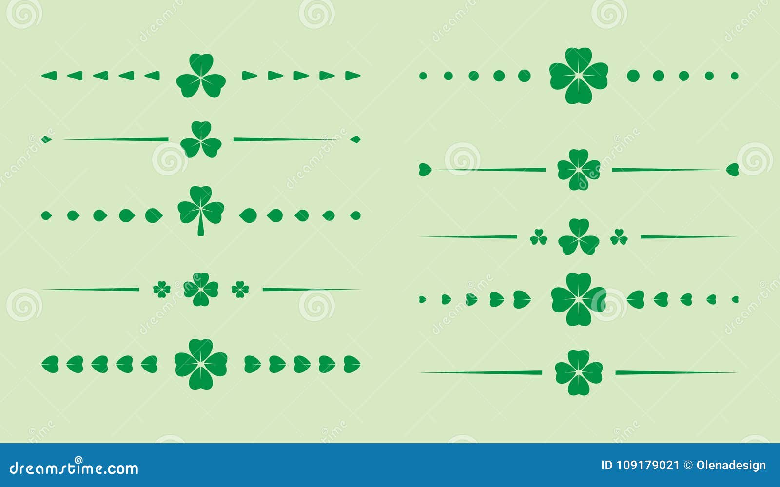 Green Clover Dividers - Vector Set for Saint Patrick Day Stock Vector ...