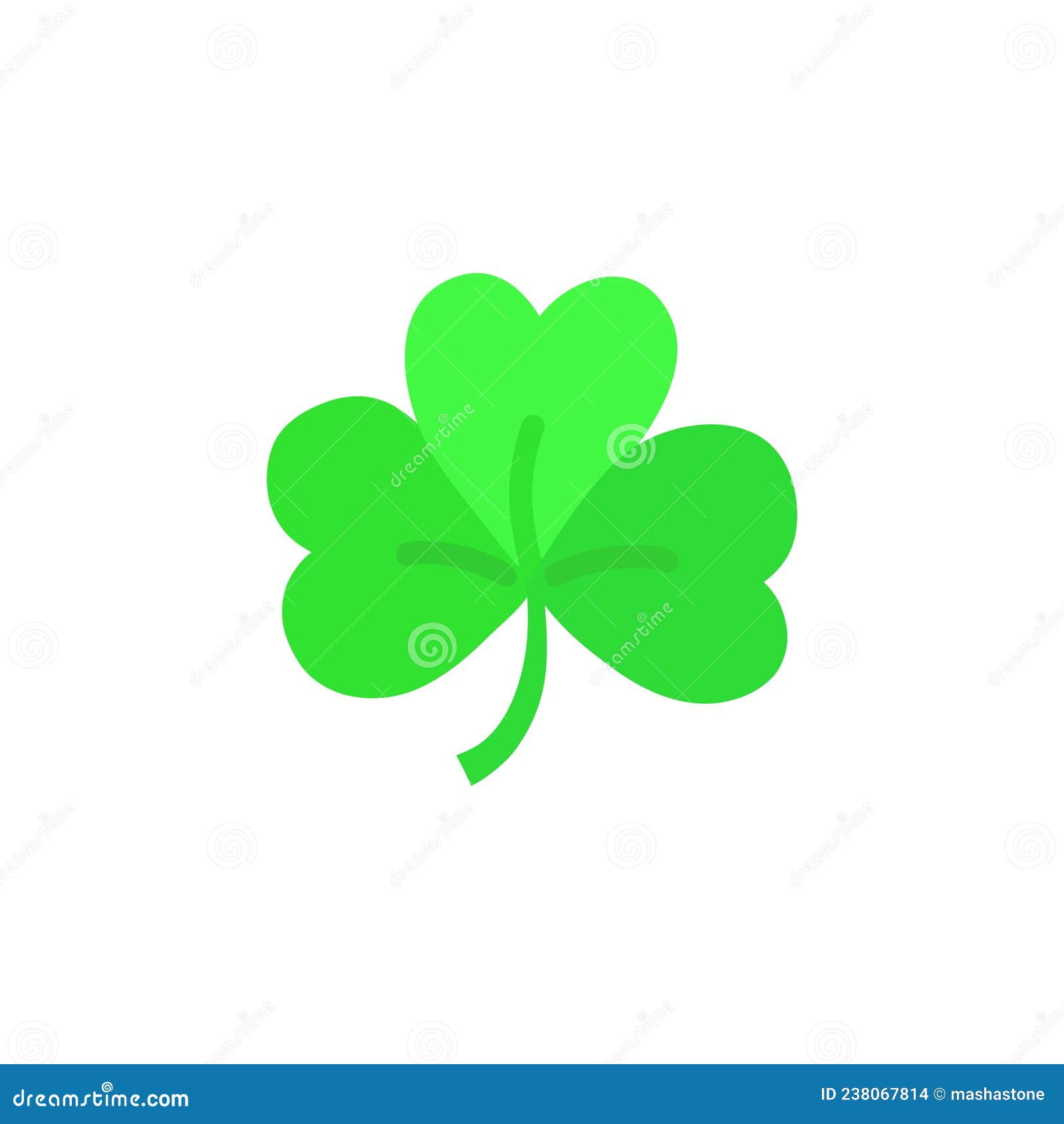 Green Clover Leaf. Flat Vector Illustration Isolated on White. Stock ...