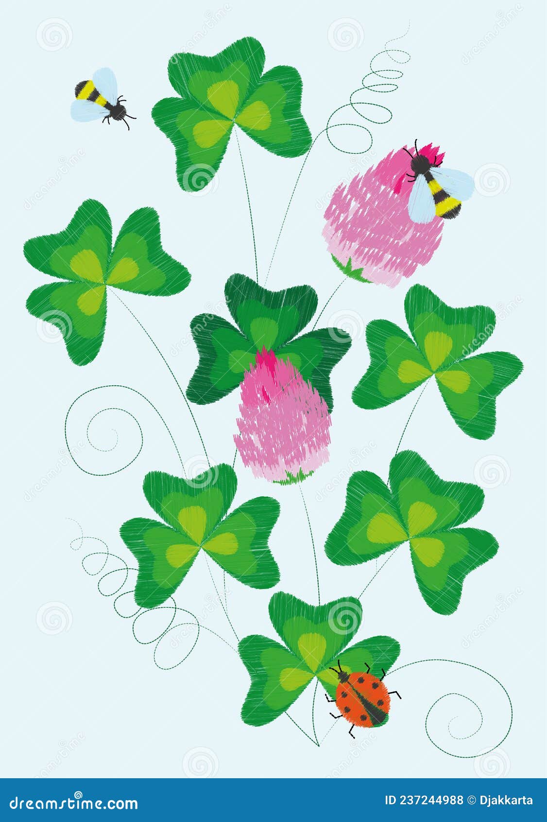 Bees And Clover Royalty-Free Illustration | CartoonDealer.com #28654077