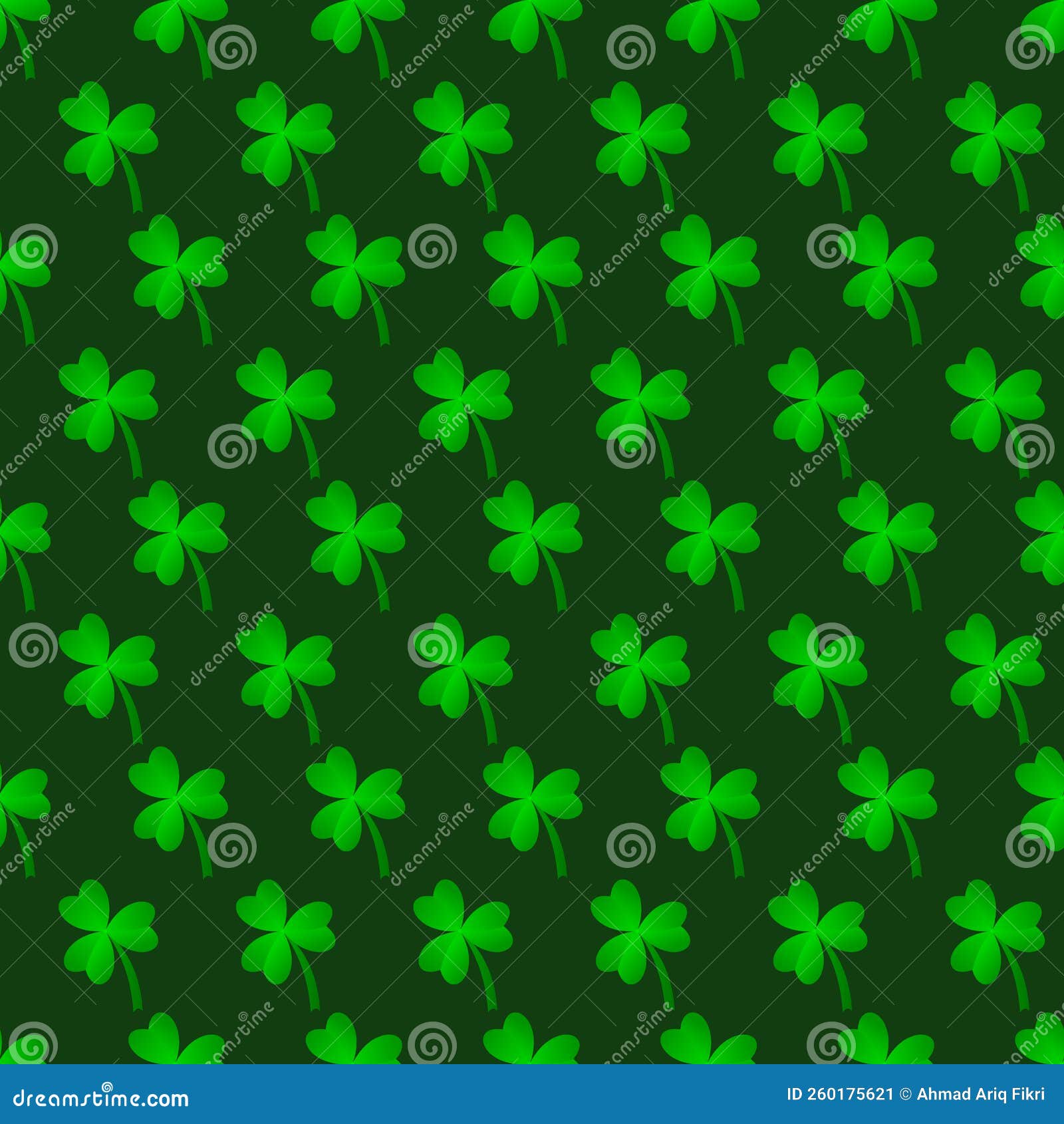 Green Clover Leaves Seamless Pattern Minimal Vector Background Clover