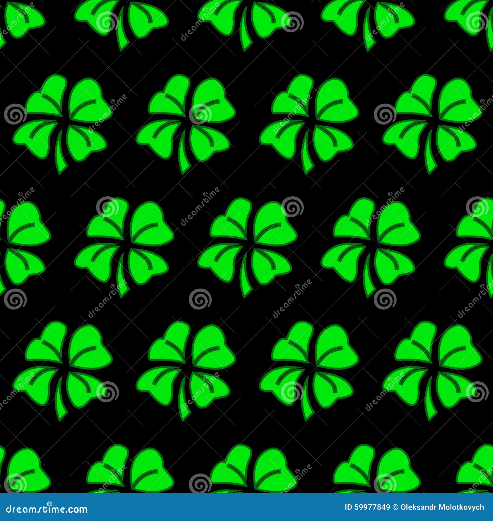 Green Clover Seamless Pattern Background Stock Vector - Illustration of ...
