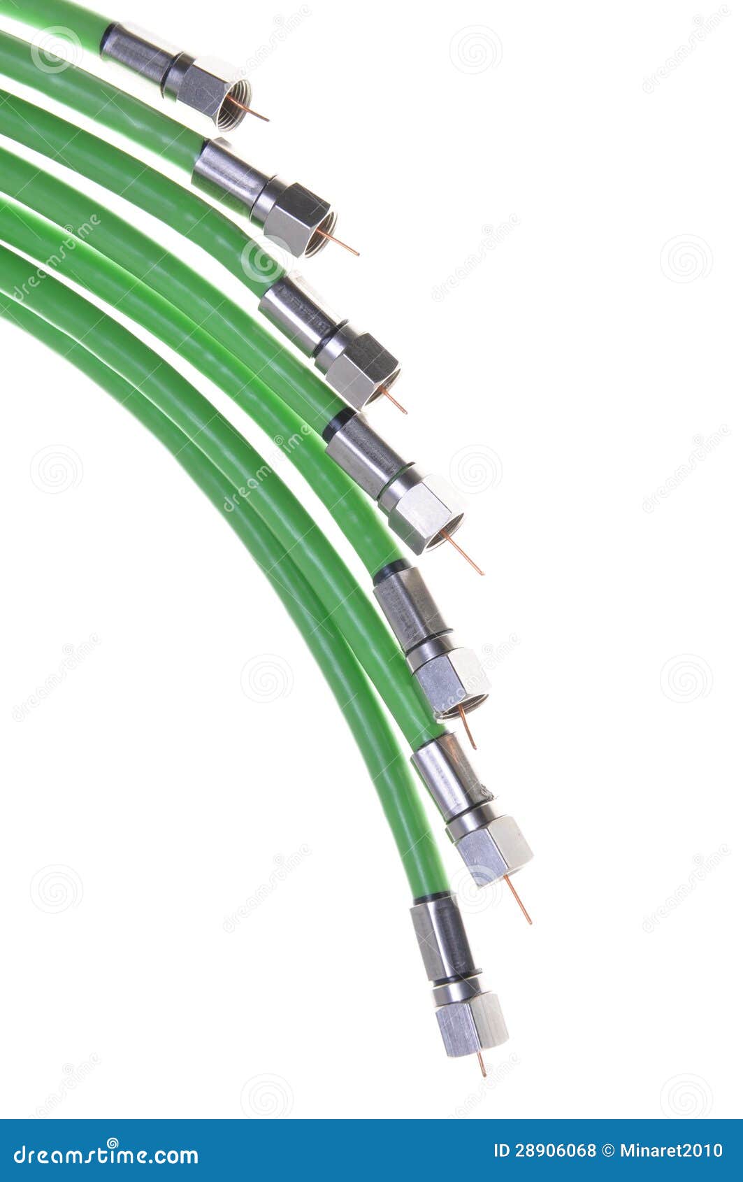 Green Coaxial Cable Tv Withe Connectors Stock Photo - Image of ...