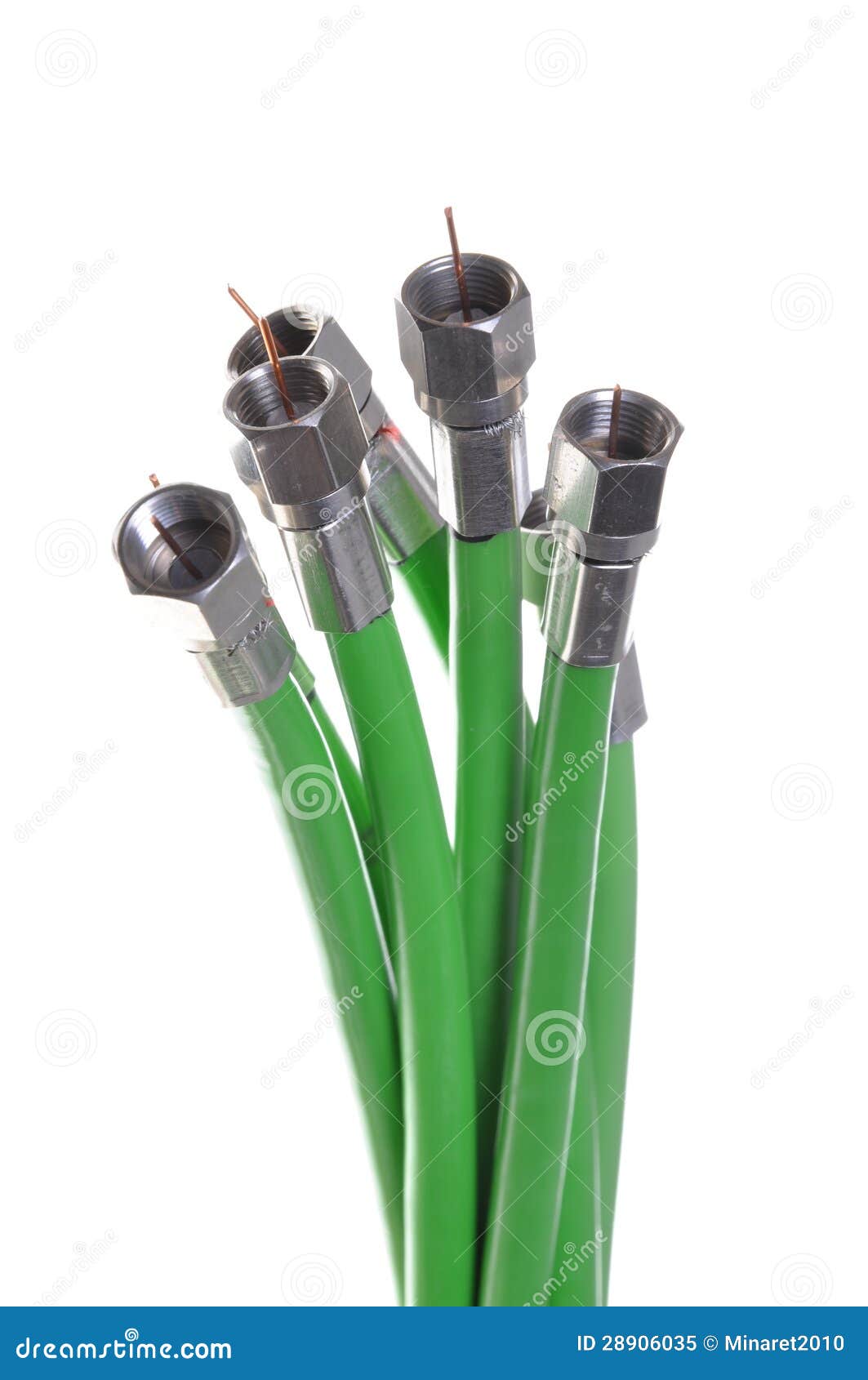 Green coaxial cables stock image. Image of connector - 28906035