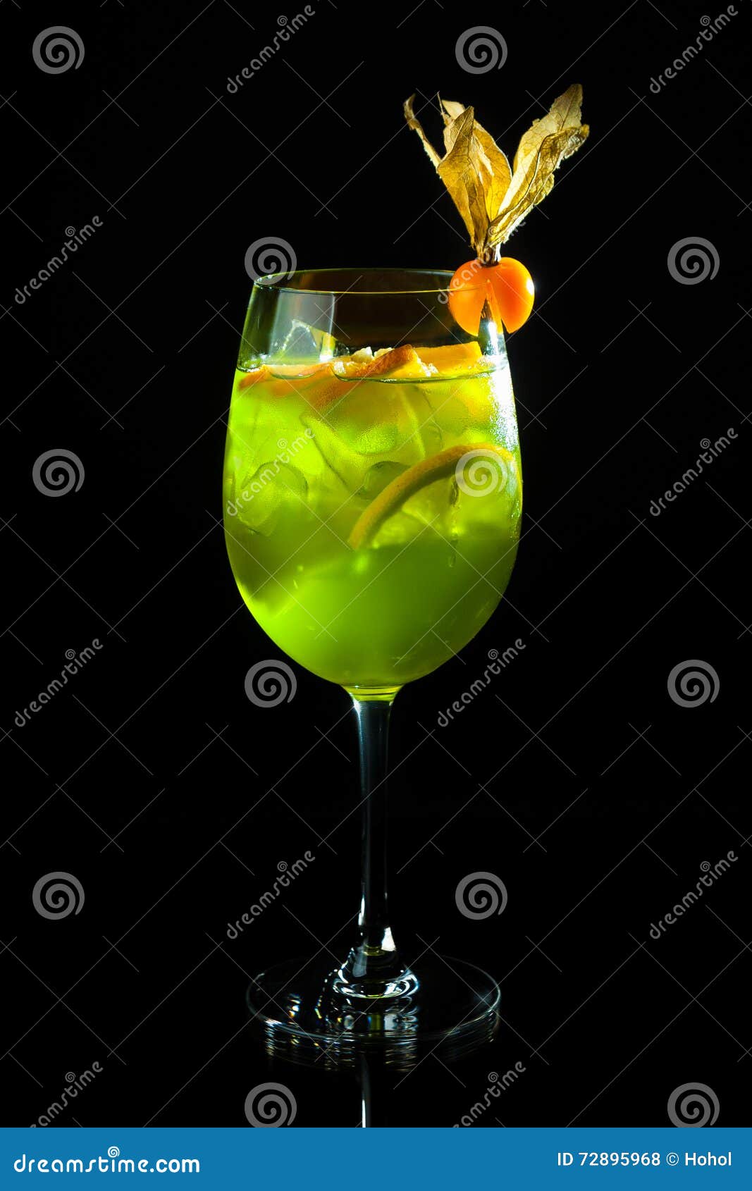 Green Cocktail on Black Background Stock Photo - Image of leaf, green ...