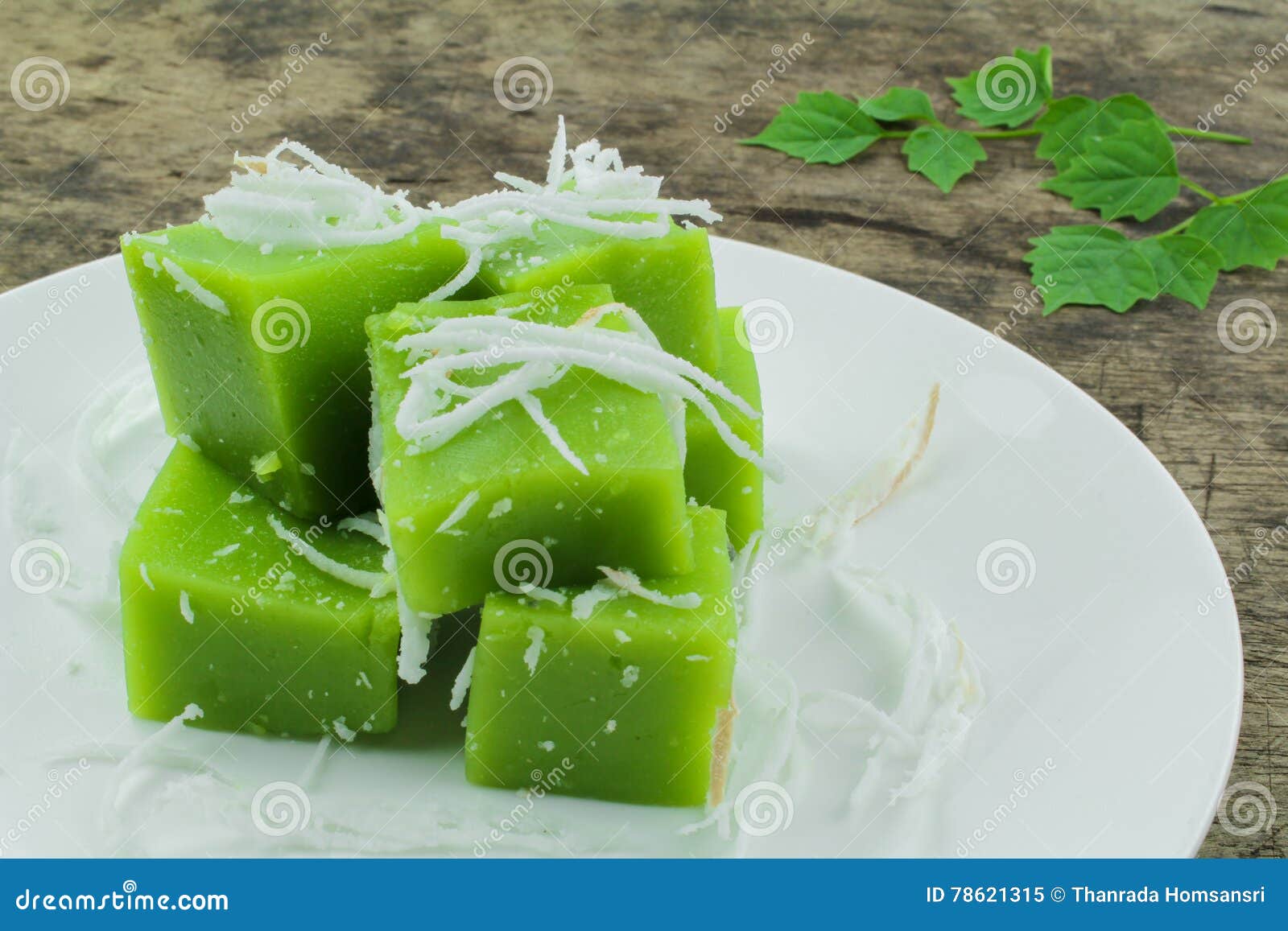 Green Coconut Sweet Pudding Stock Image - Image of dessert, decoration ...
