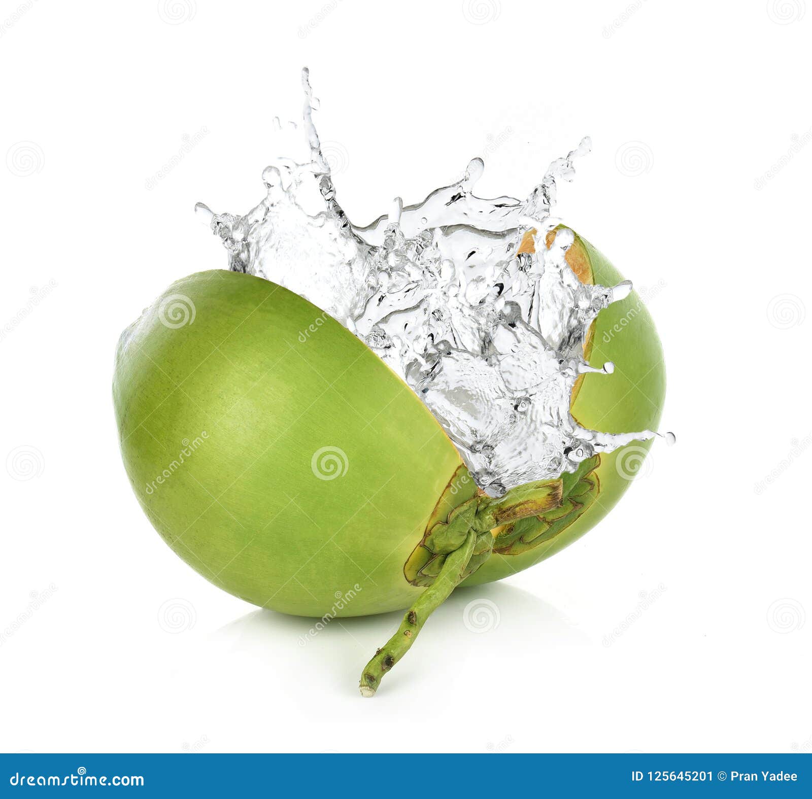 Green Coconut with Water Splash Isolated on White Background. Stock ...
