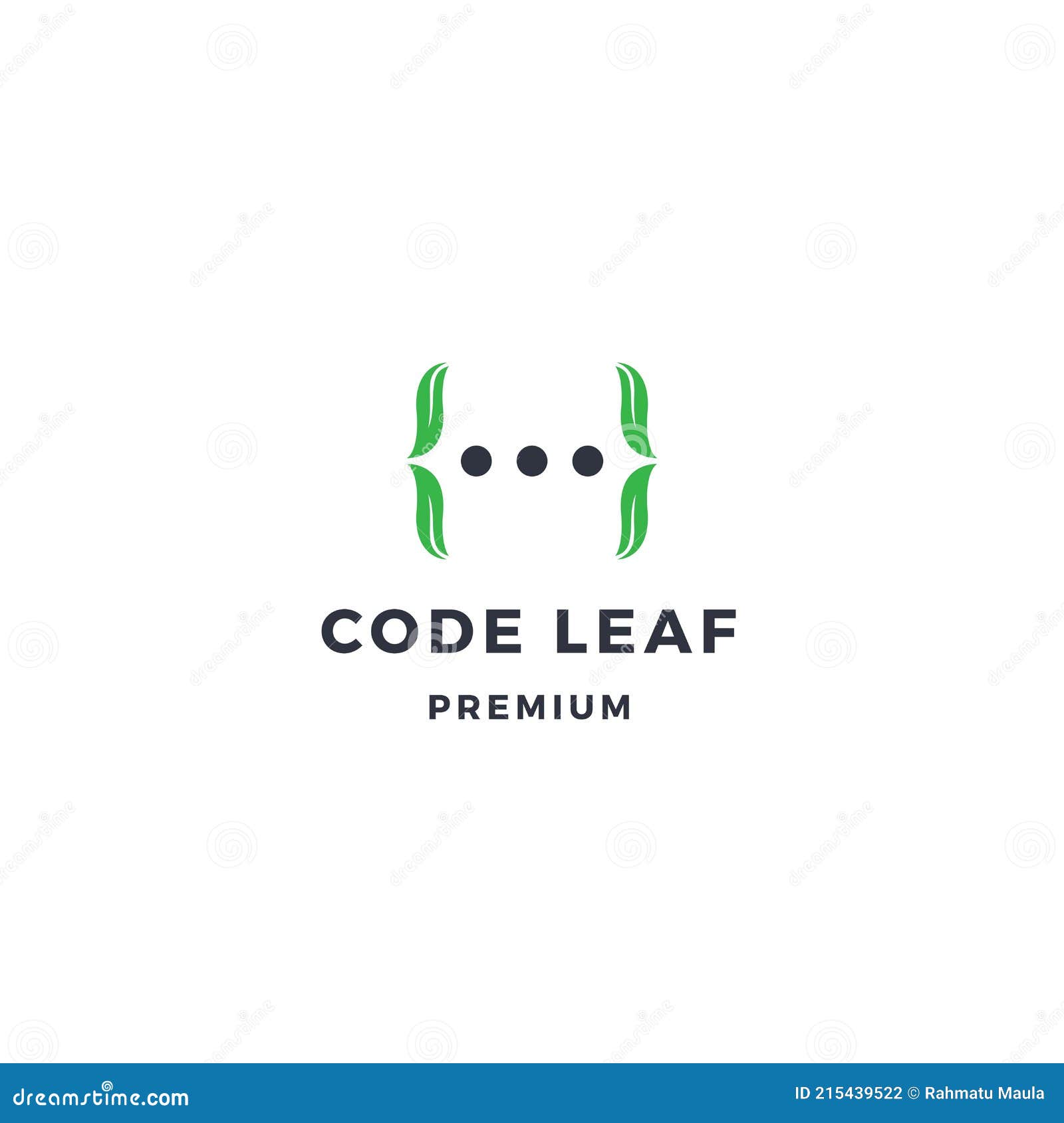 Green Code with Leaf As Parentheses with Triple Dots Stock Vector ...