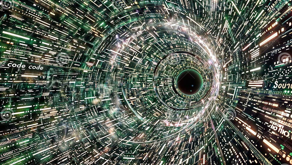 Green Code Vortex: Cyberpunk Coding & Data Flow, Generative Ai Stock Illustration - Illustration ...