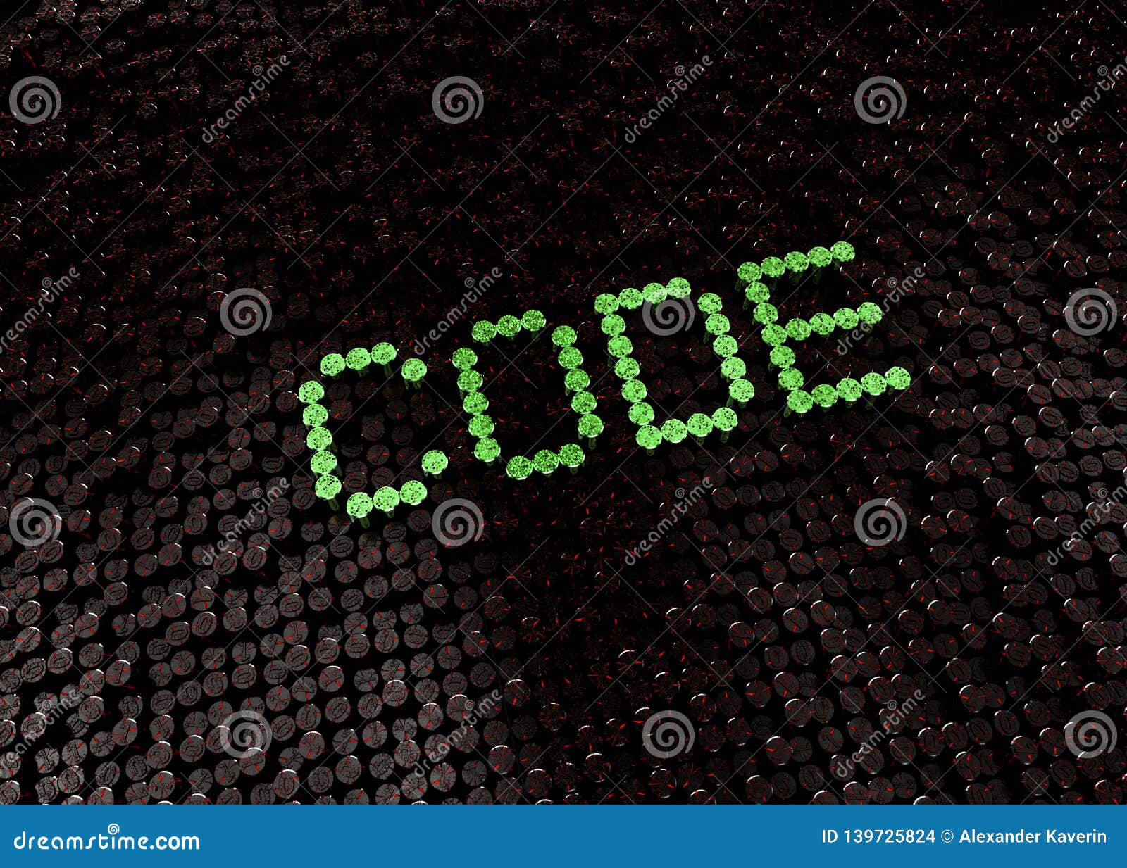 Green Code Word with Digital Background Stock Photo - Image of black ...
