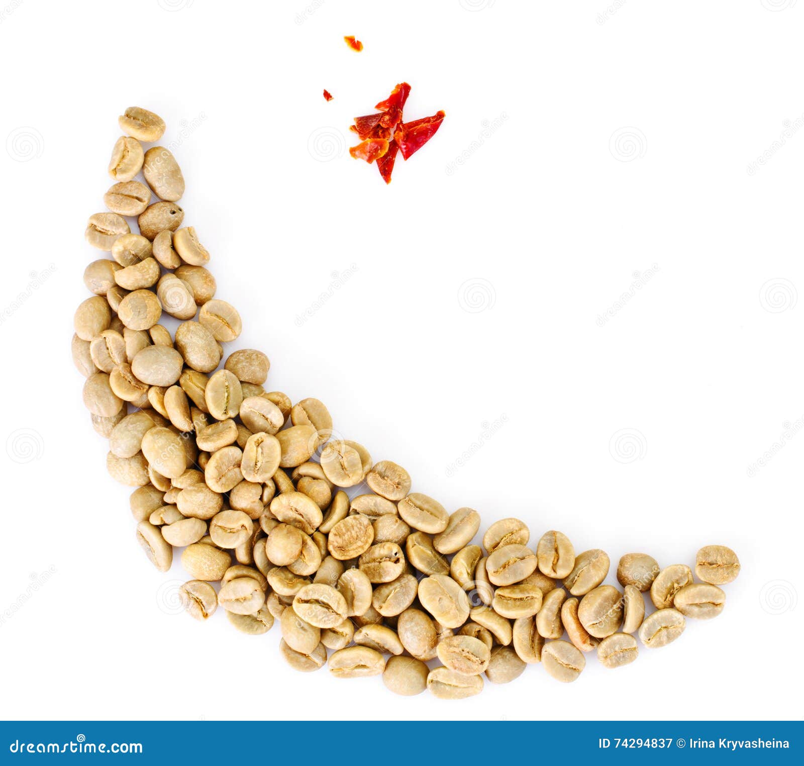 Green Coffee Beans in the Shape of the Moon Stock Image - Image of ...